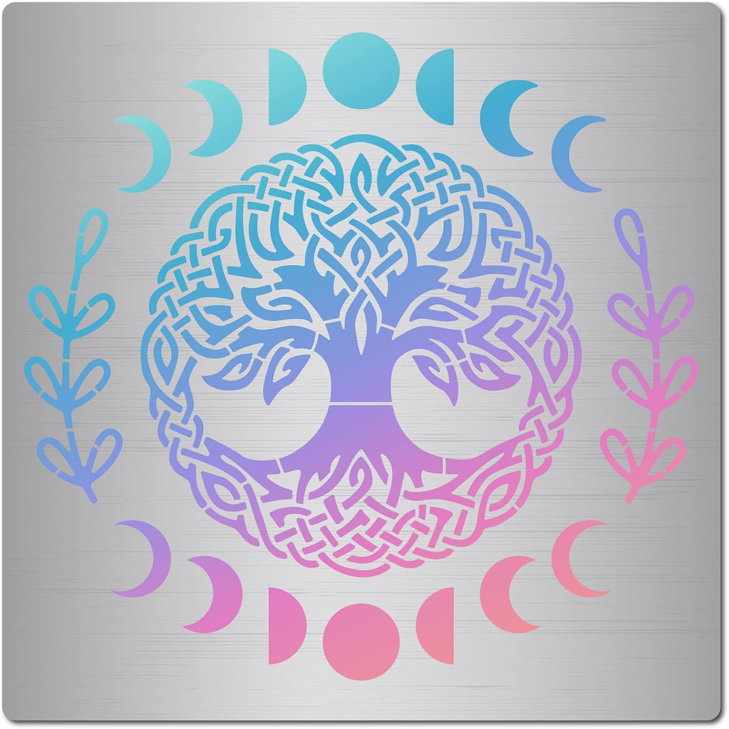 Amazon.com: GORGECRAFT Tree of Life Metal Stencil 16x16cm Moon Phase ...