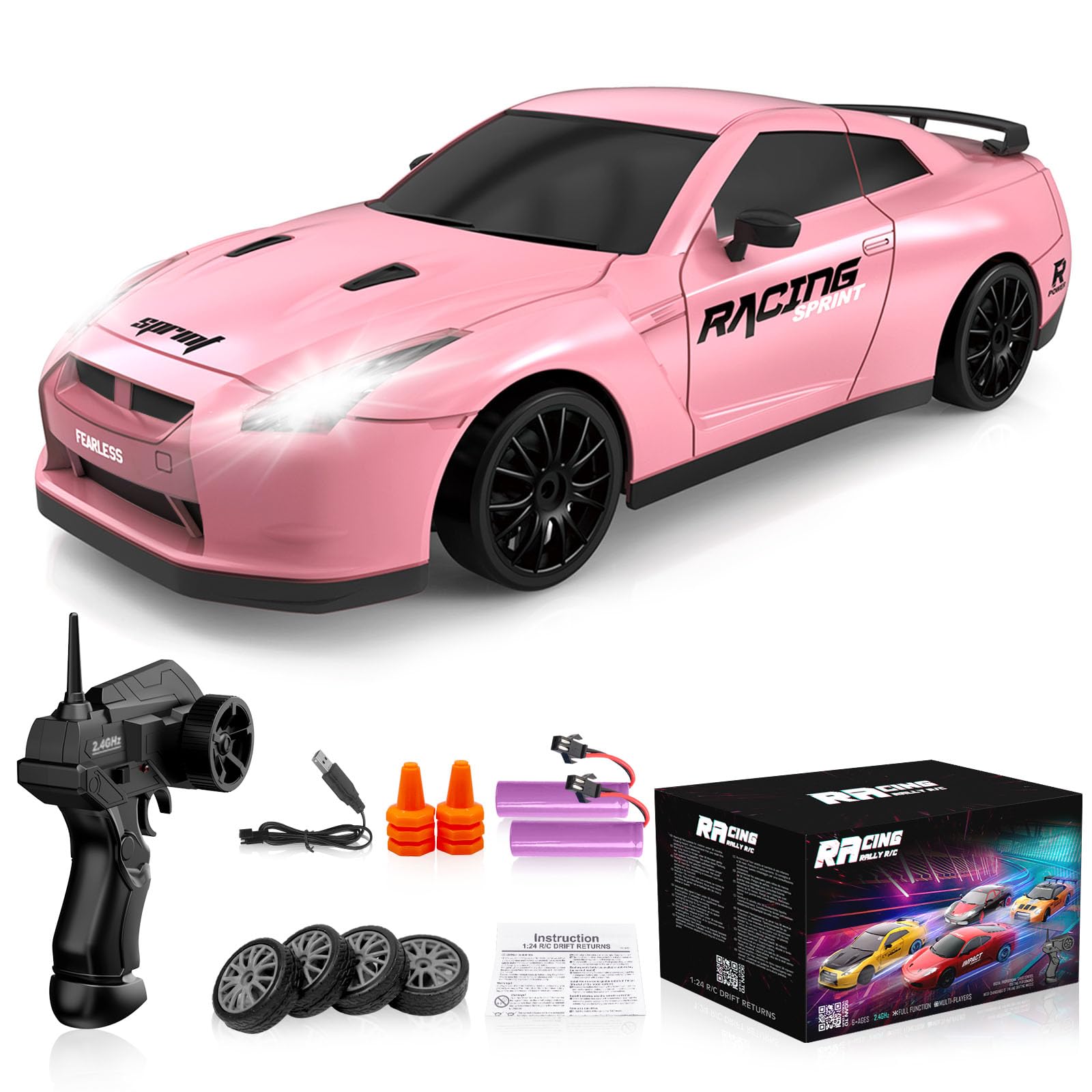Amazon.com: Remote Control Car RC Drift Car 2.4GHz 1:24 Scale 4WD 15KM ...