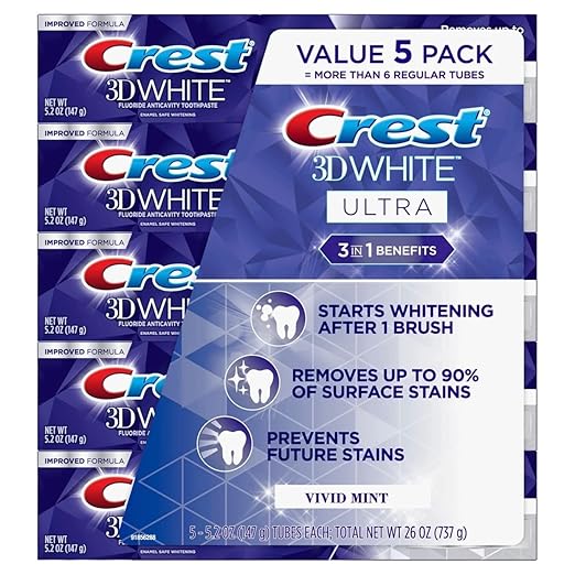 Amazon.com : Crest 3D White Ultra Whitening Toothpaste, Vivid Mint (5.2 ...
