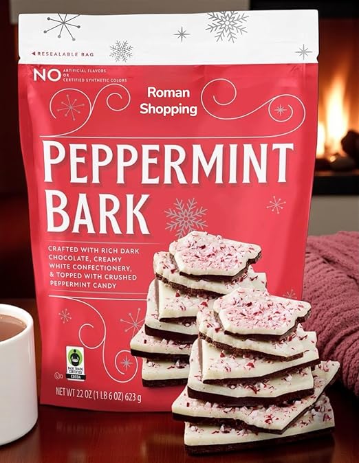 Amazon.com : Member Mark Dark Chocolate Peppermint Bark – 22 oz ...