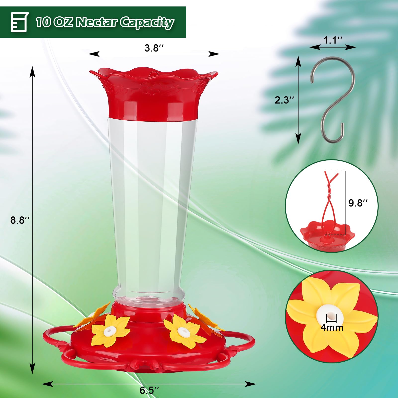 Snapklik.com : FEED GARDEN 10 OZ Plastic Hummingbird Feeders For Outdoors