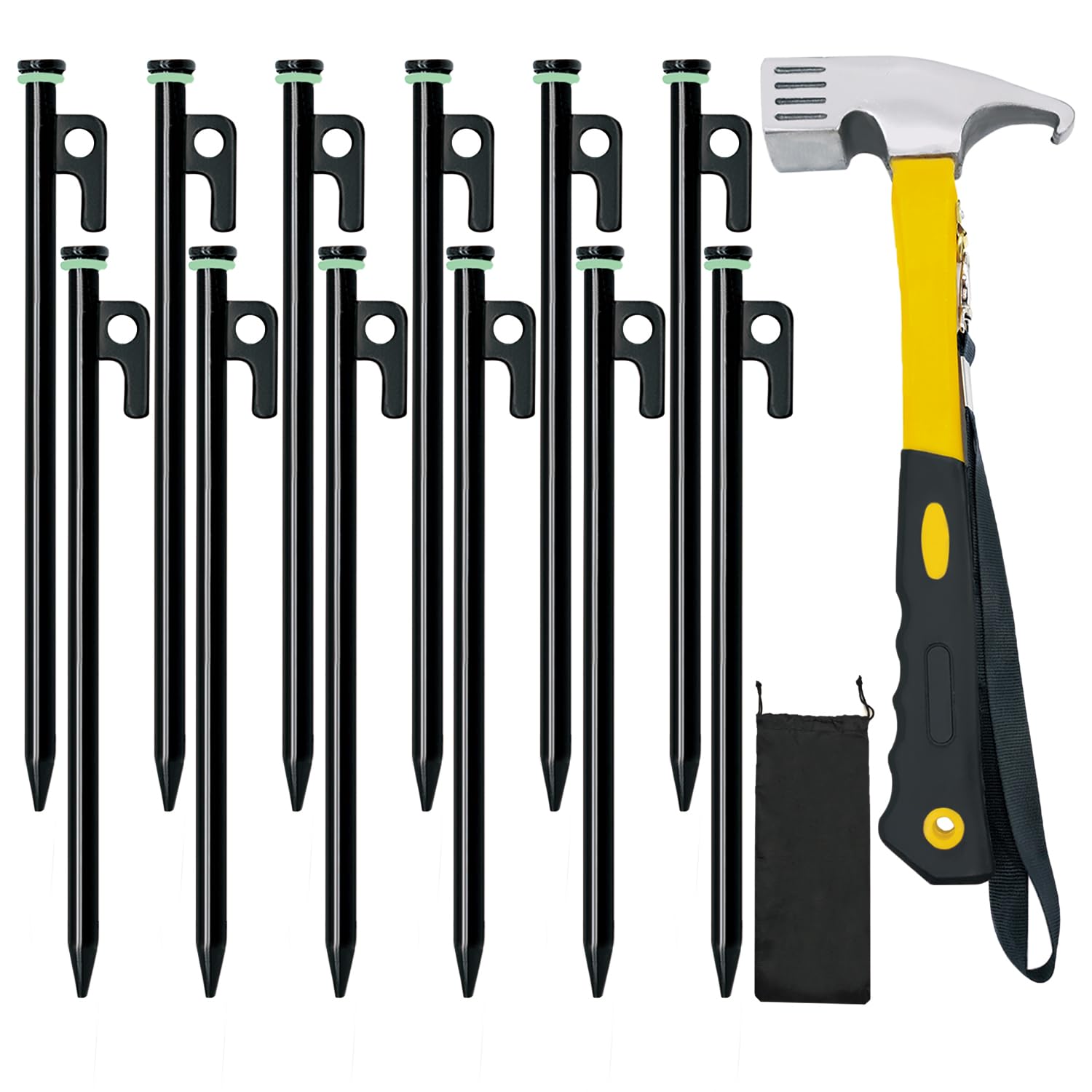 Amazon.com : Tent Stake with Hammer, 12-Pack 12in Heavy Duty Tent ...