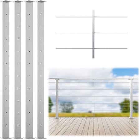 Aluminum Deck Mount Predrilled Intermediate Post with 13 Holes, 42 Inch ...