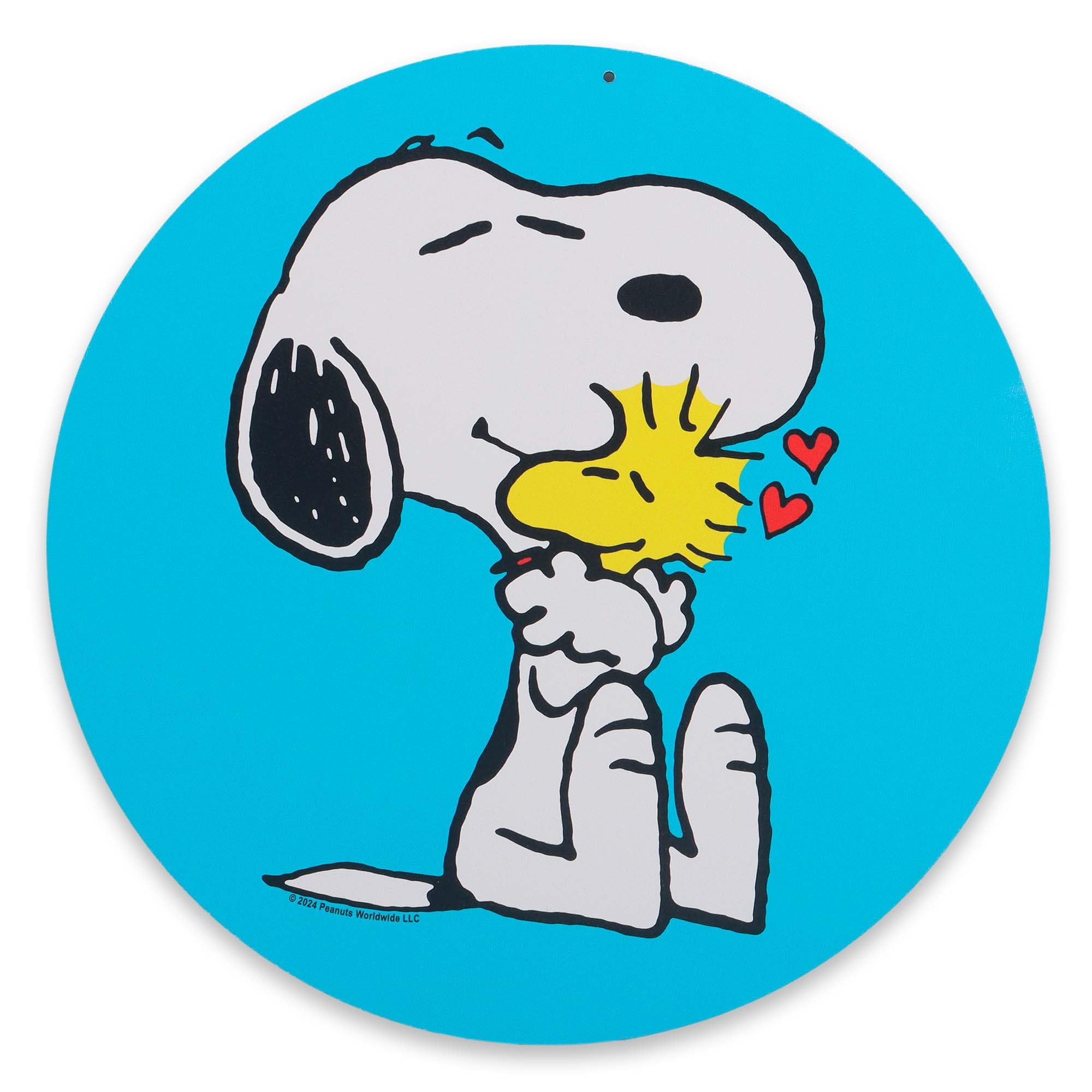 Amazon.com: Peanuts Snoopy and Woodstock Love Blue Round Metal Sign ...