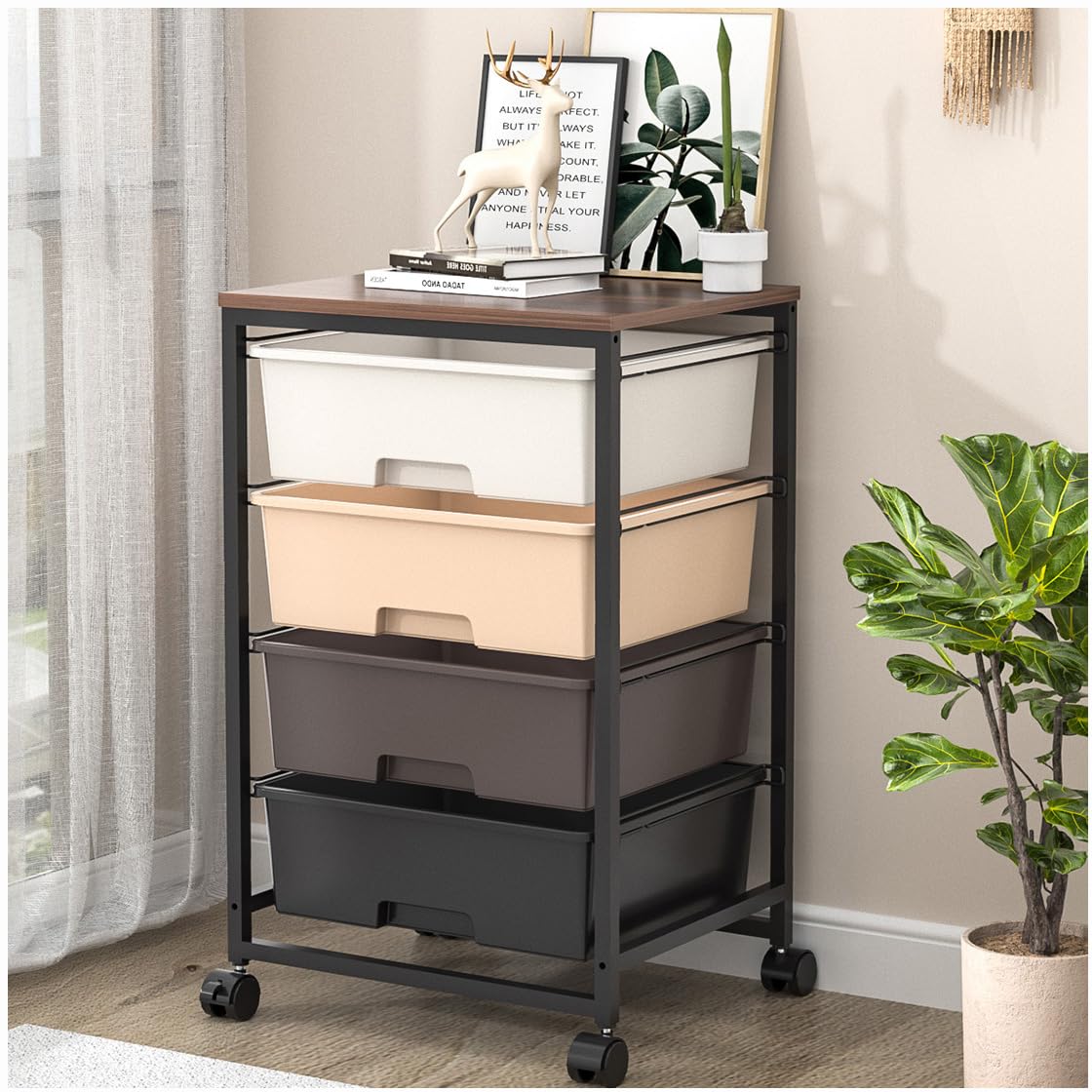 Amazon.com: SYKIARIOL Utility Cart with 4 Drawers,Rolling Storage Cart ...
