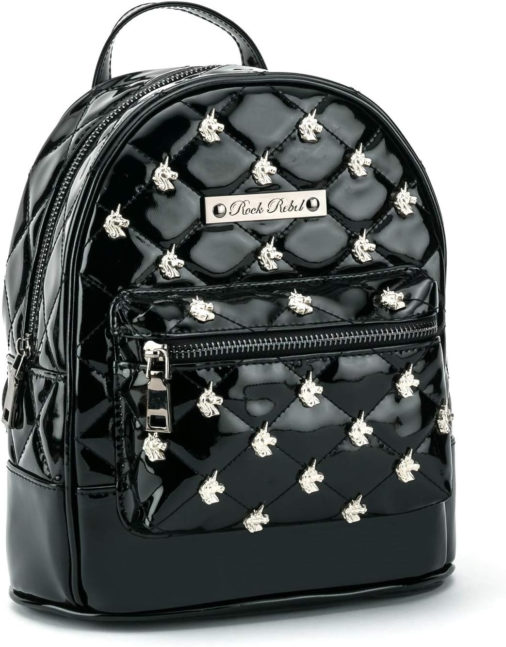 Amazon.com | Rock Rebel Unicorn Studded Quilted Mini Backpack Black ...