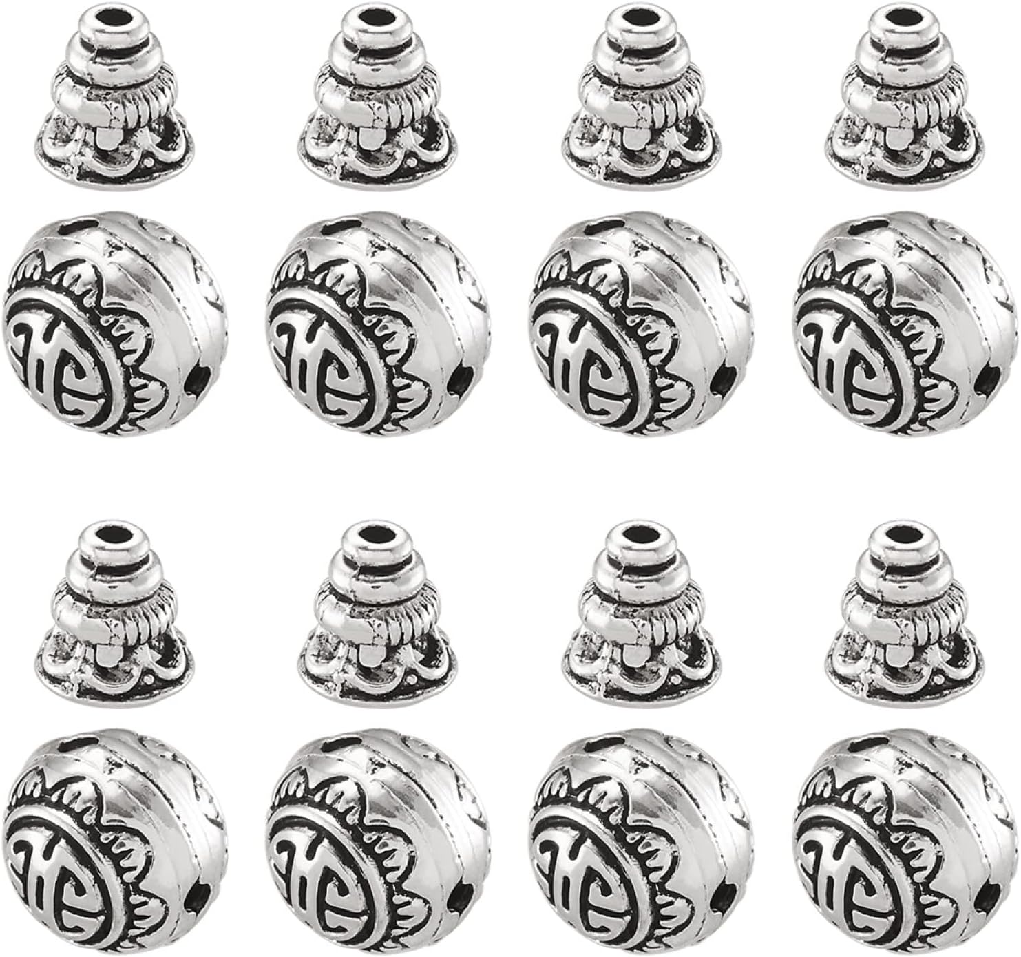 Craftdady 10 Sets Alloy Guru Beads 3-Hole 10mm Tibetan Silver Buddha ...