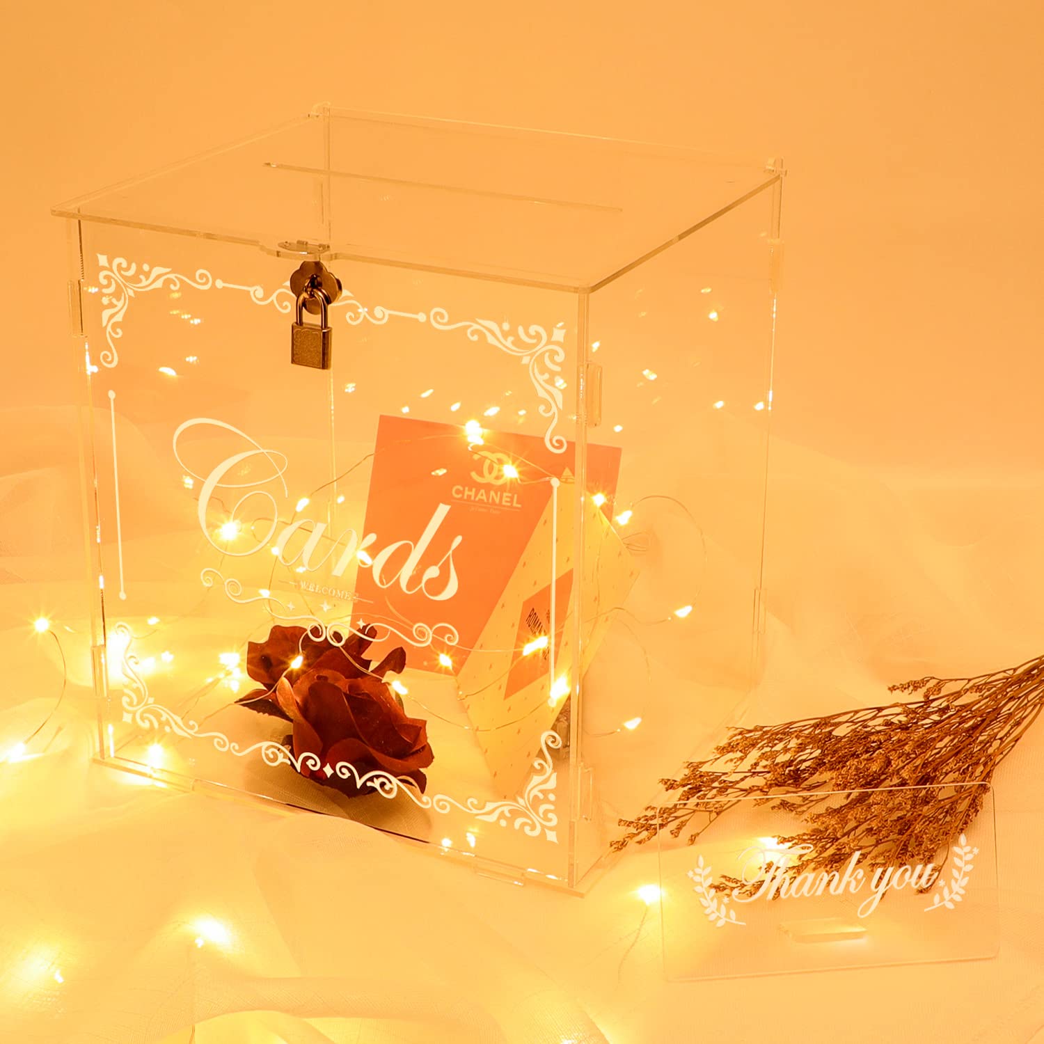 Benjia Acrylic Wedding Card Box Money Post Gift Box Holder, Clear Card ...