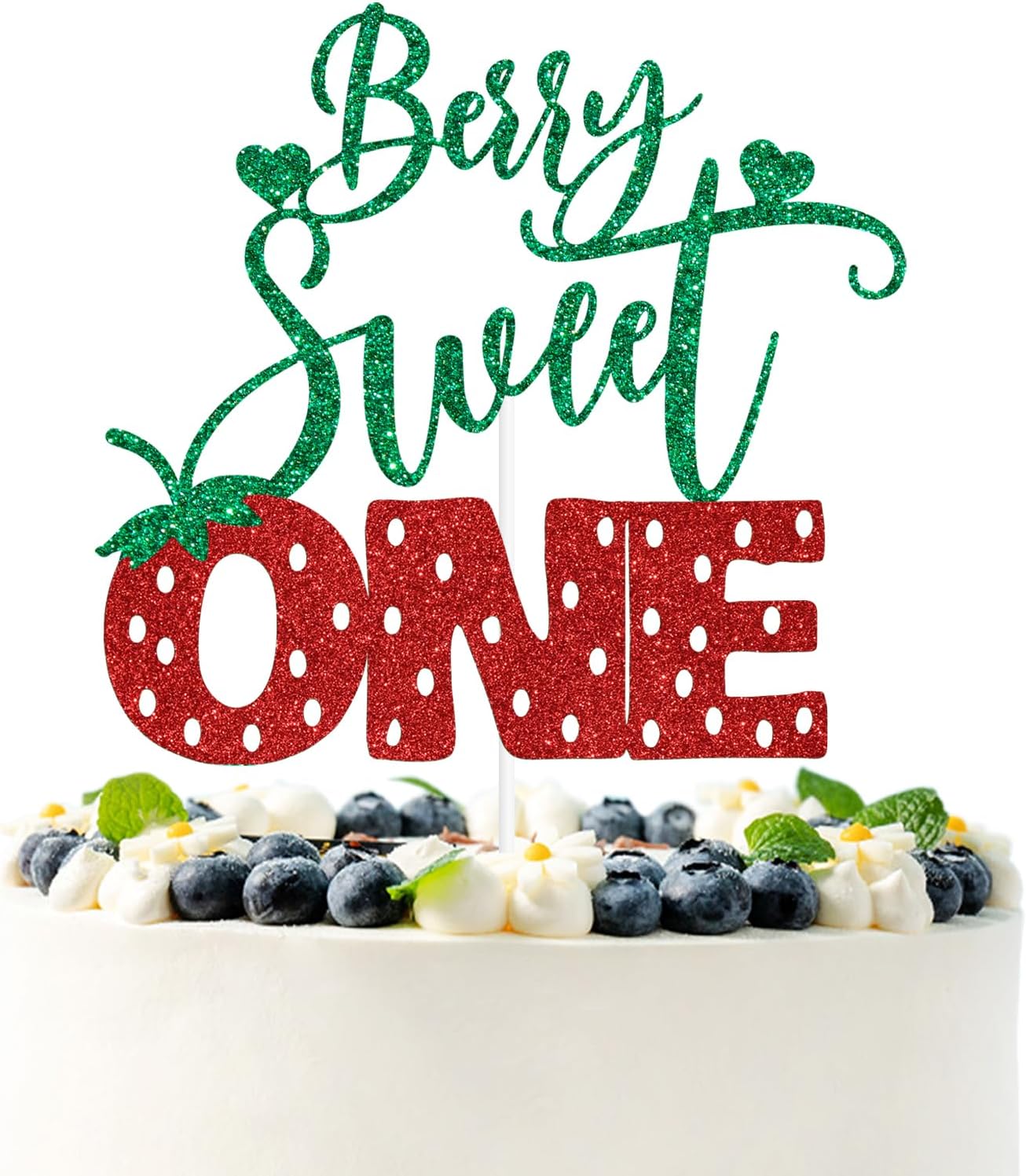 Amazon.com: Green Glitter Berry Sweet One Cake Topper, Sweet Baby/A Little Berry Sweet Baby is ...