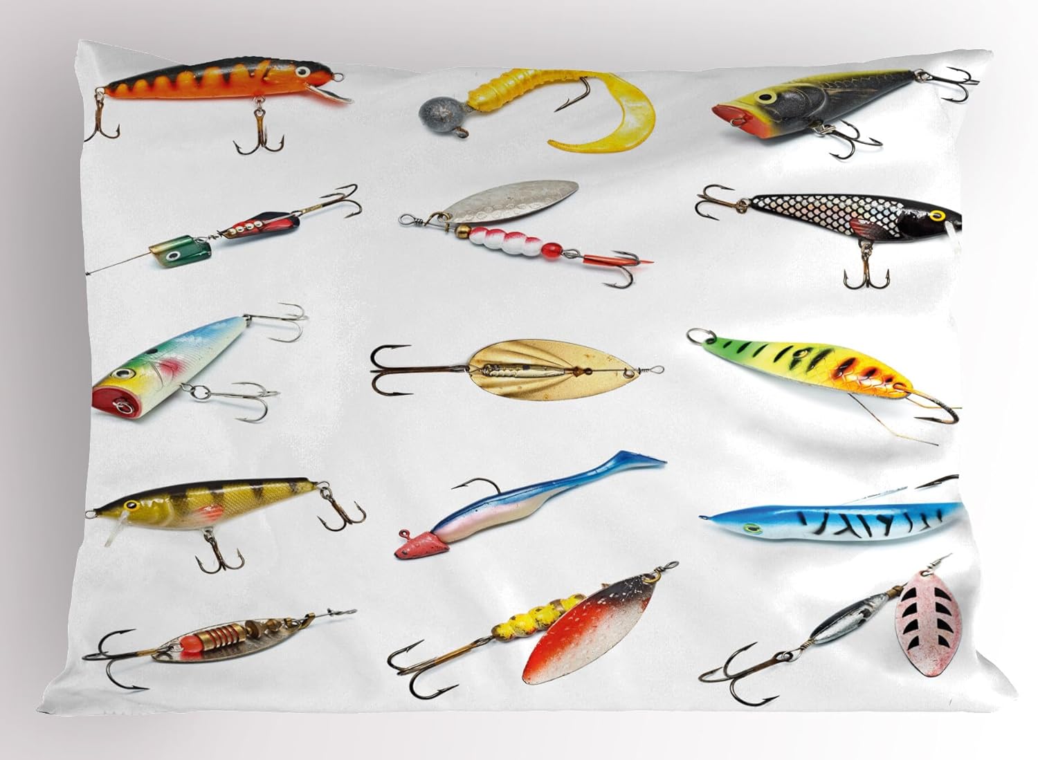 Amazon.com: Ambesonne Fishing Pillow Sham, Several Fish Hook Equipment ...