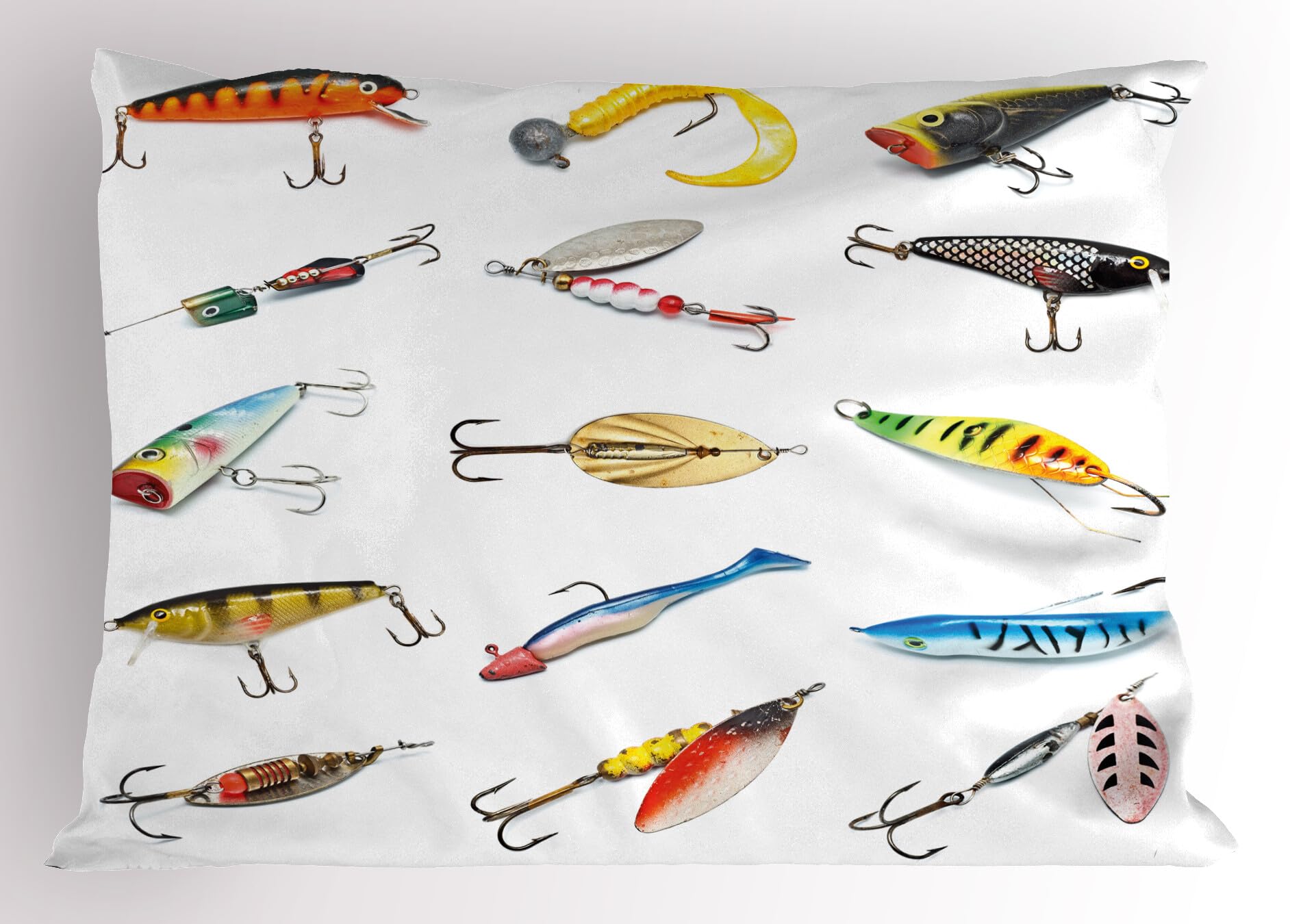 Amazon.com: Ambesonne Fishing Pillow Sham, Several Fish Hook Equipment ...