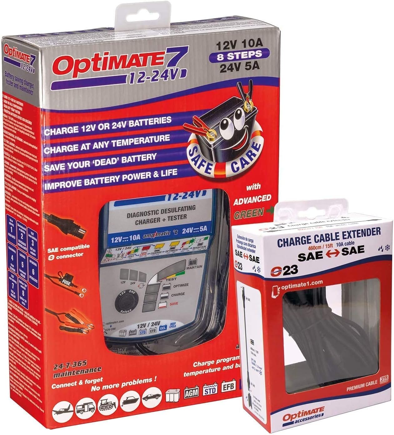 Amazon.com: Optimate 7 12V/24V 8-Step 12V 10A / 24V 5A Sealed Battery ...