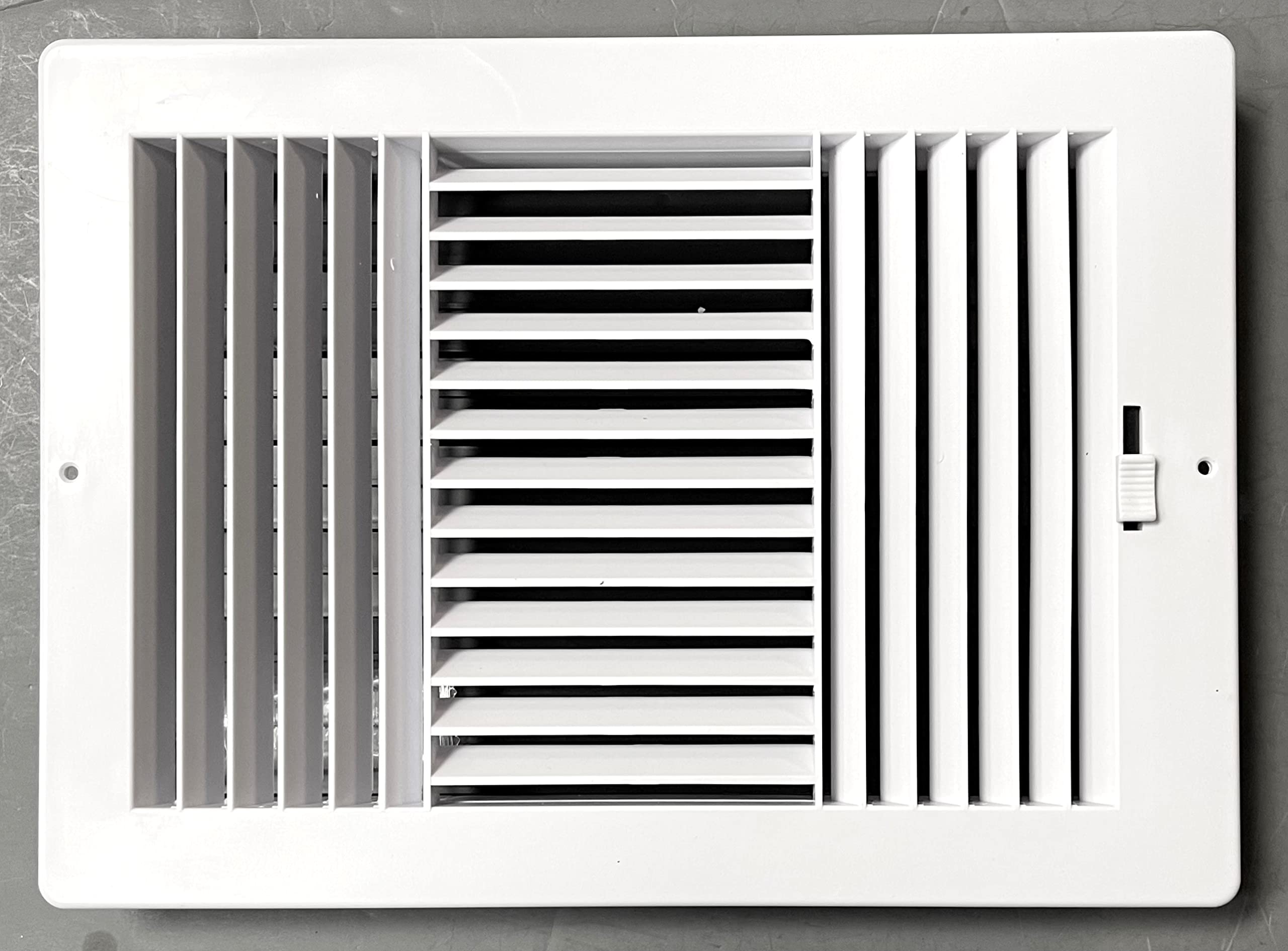 Three-Way Plastic Side Wall/Ceiling Register in White 12"w X 8"h for ...