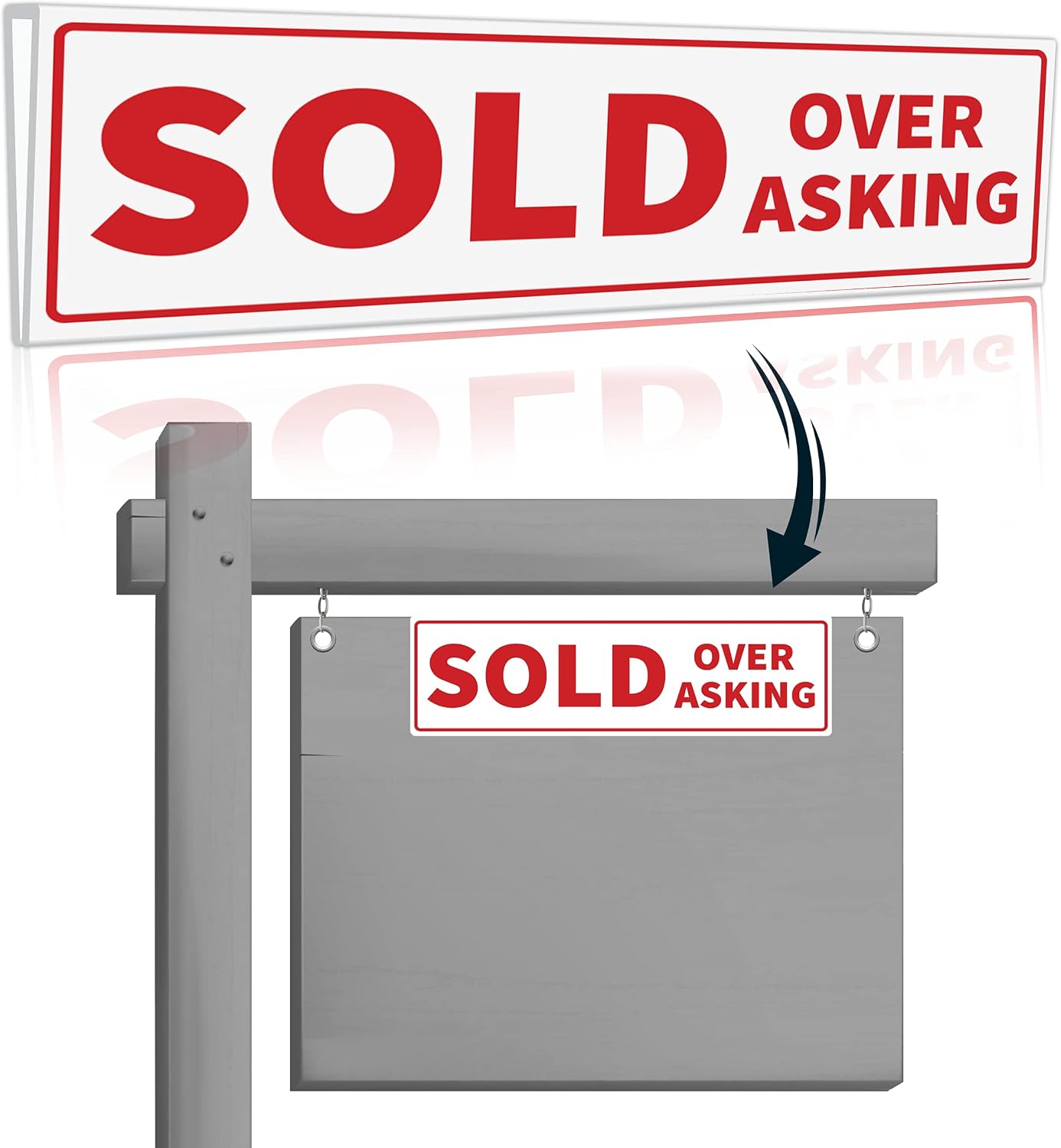 Amazon.com : 1PC - Sold Over Asking Real Estate Sign Riders Sleeves, 17 ...