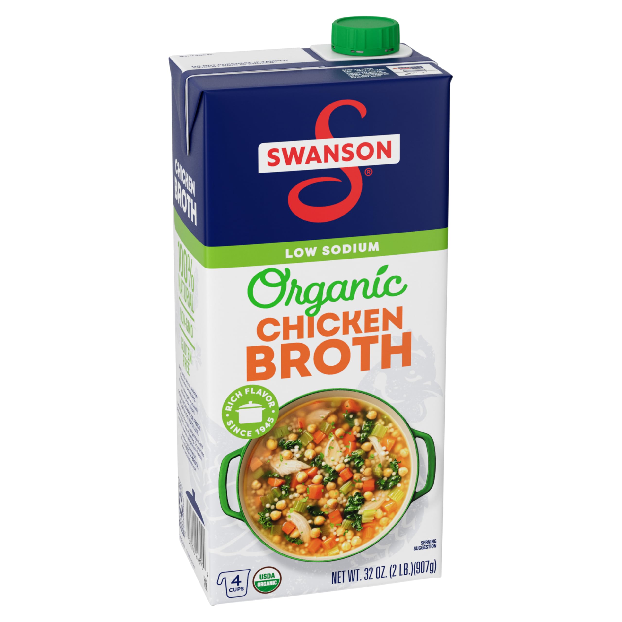 Amazon.com : Swanson 100% Natural Low Sodium Organic Chicken Broth, 32 ...