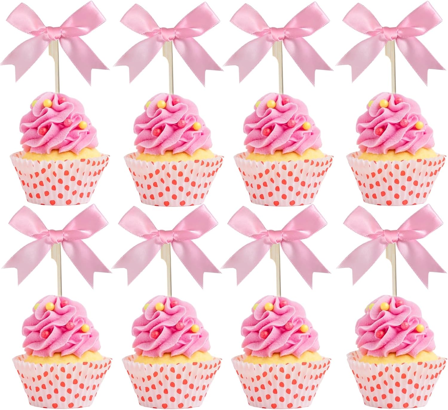Amazon.com: Bow Cake Topper Ribbons Bows Cupcake Toppers for Bow Party ...