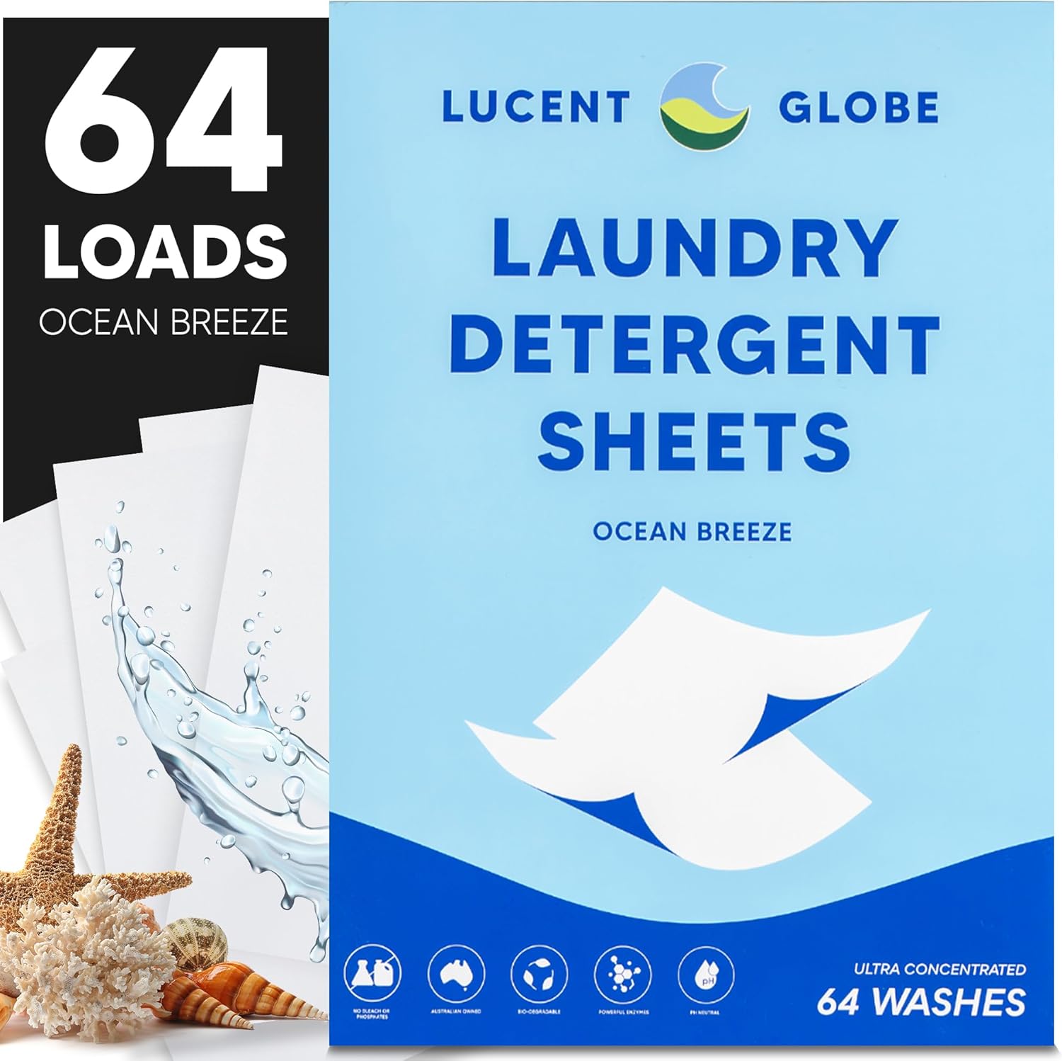 Amazon.com: Lucent Globe Laundry Detergent Sheets. Pre-Measured Laundry Sheets. Powerful Stain ...