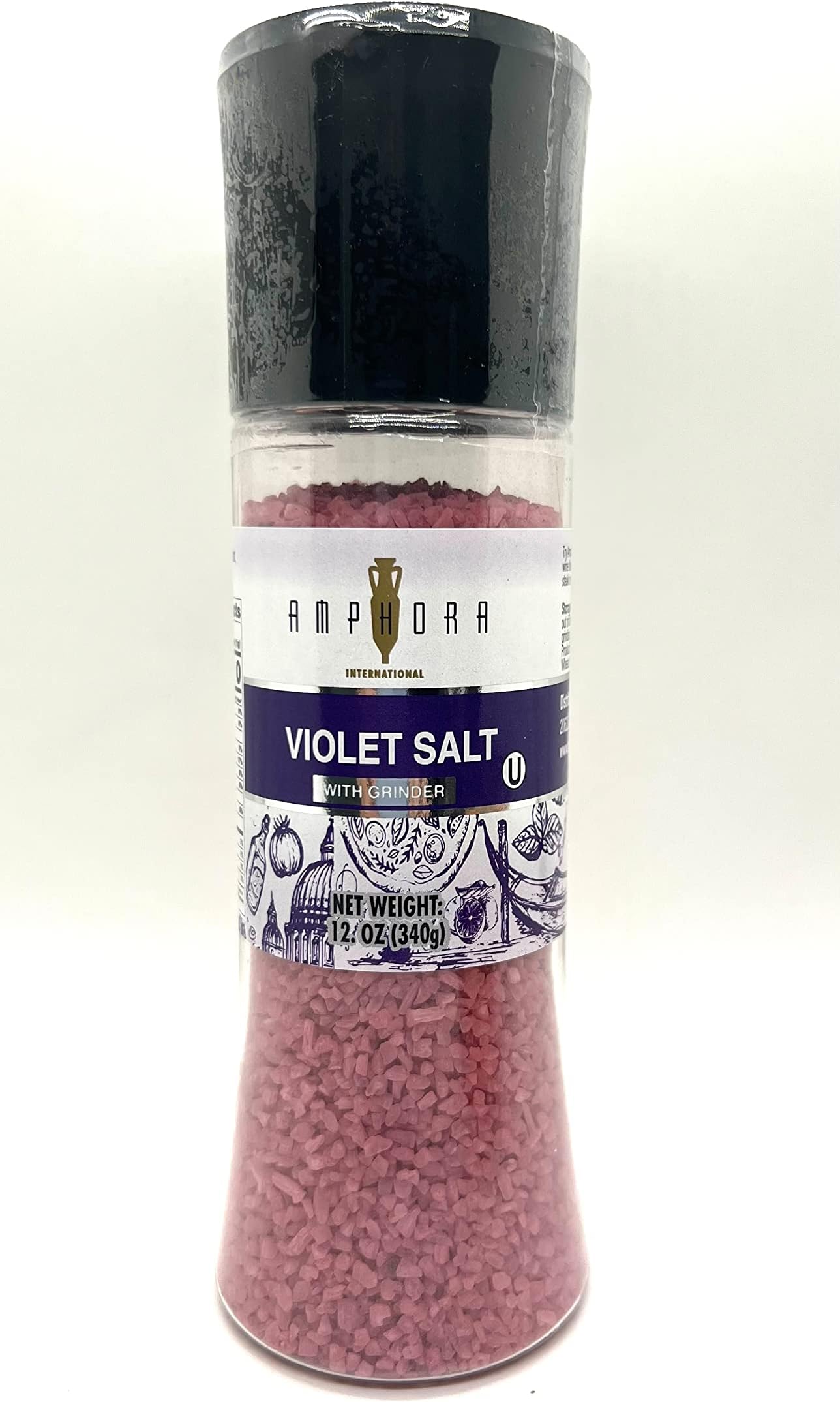 Amazon.com : AMPHORA KOSHER VIOLET SALT WITH GRINDER - 12 OZ (340 GR ...