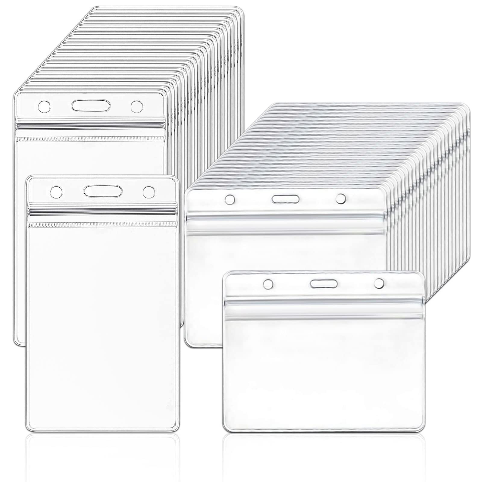 Buy ID Card Holders, 50Pcs Clear Plastic Badge Holders, Name Tag Badge ...