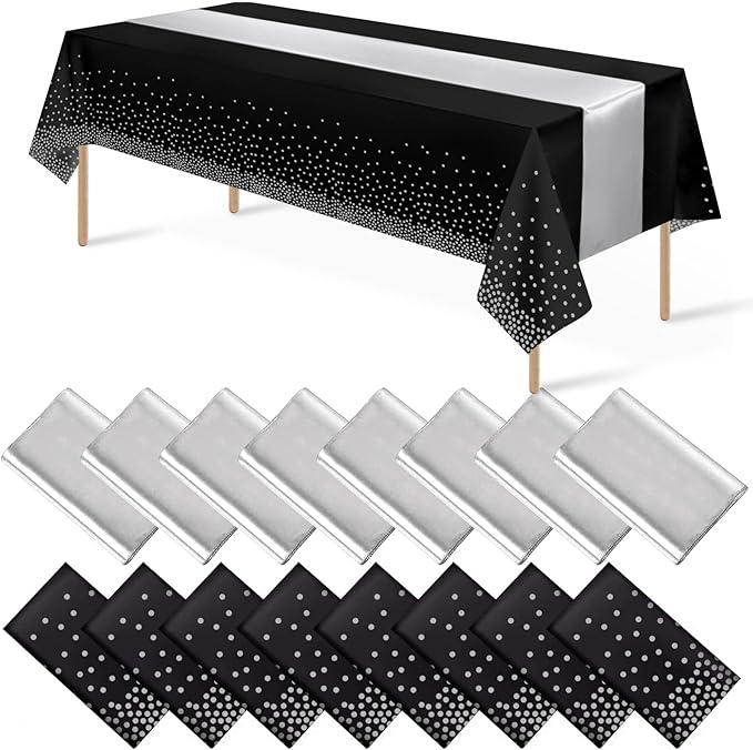 Amazon.com: 16Pack Disposable Plastic Tablecloths and Satin Table ...