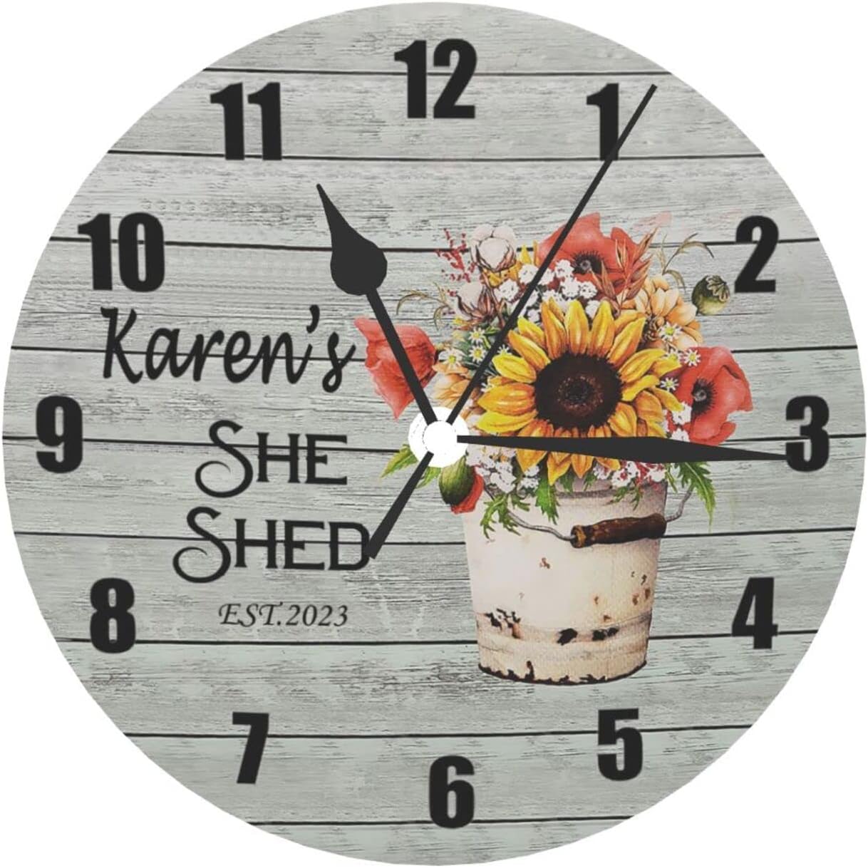 Amazon.com: MAIYUAN Personalize She Shed Wall Clock Round Wooden Wall ...