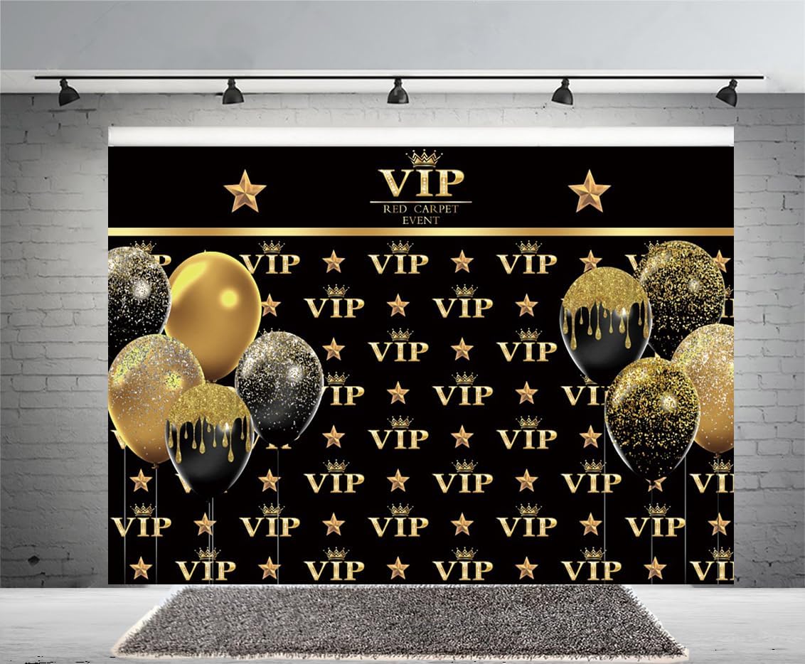 Amazon.com : 10x8ft Black Gold Ballons Glitter VIP Photography ...