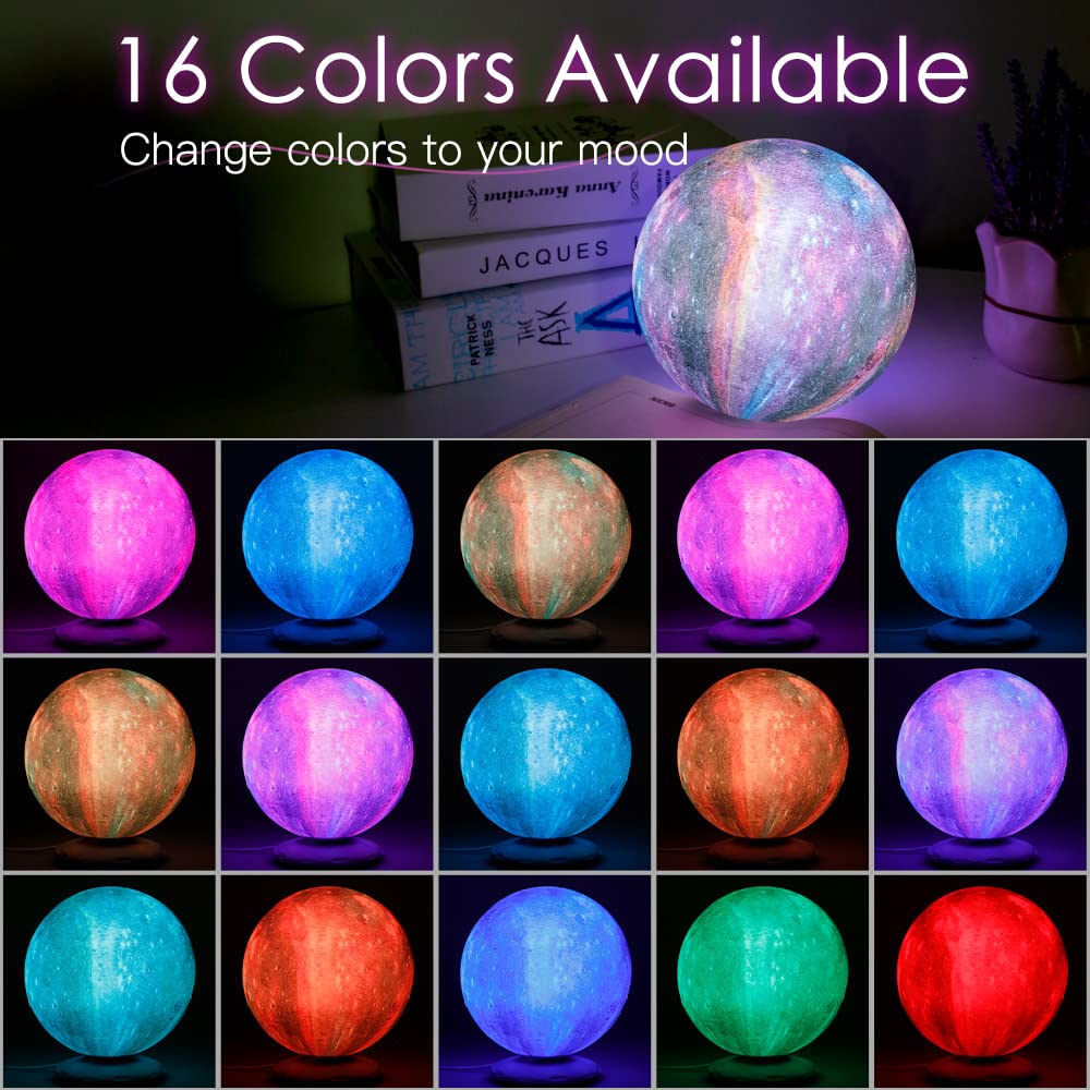 7.1in Rotating Large Moon Lamp 16 Colors 3D Printed Hanging Moon Light ...