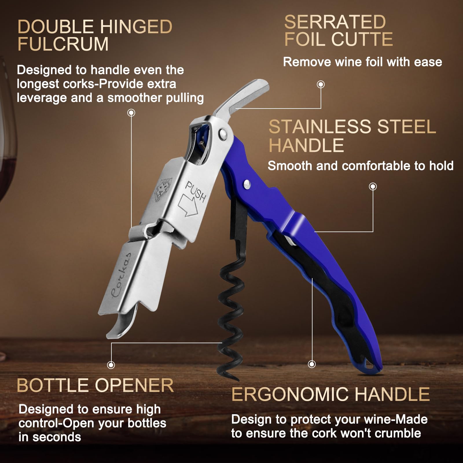 Snapklik.com : CORKAS Wine Opener, Professional Waiters Corkscrew, All ...