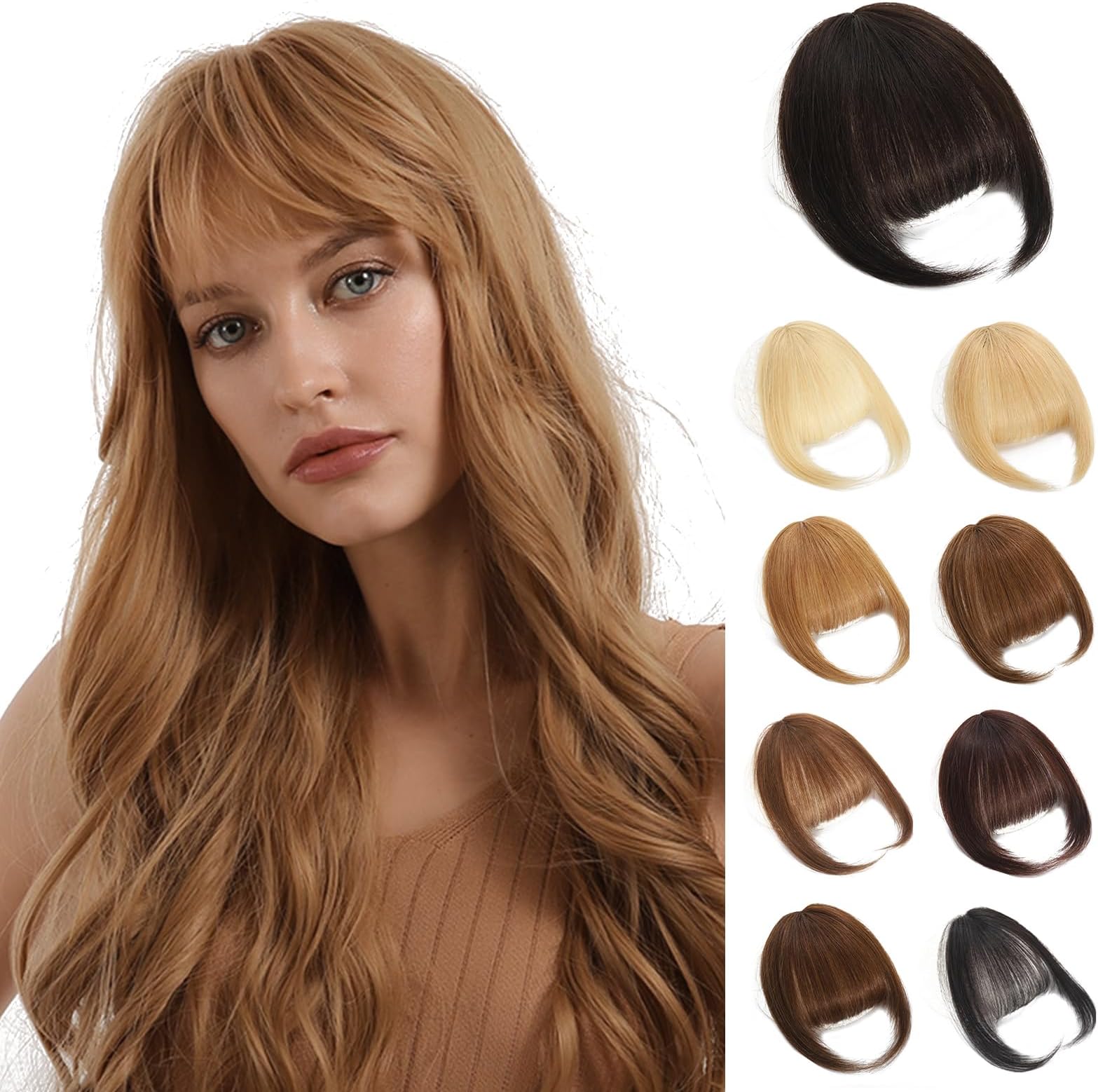Amazon.com: ABIDER Clip in Bangs-Fake Bangs Hair Clip (Blonde) Wispy ...