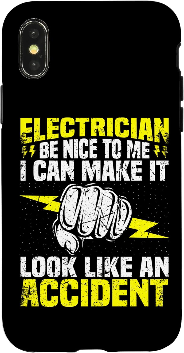 Amazon.com: iPhone X/XS Electrician Be Nice To Me Funny Electrical ...