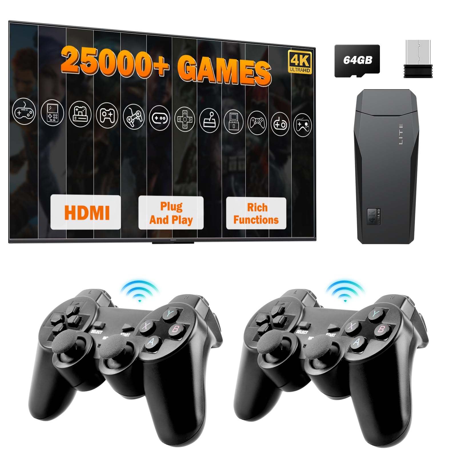 Amazon.com: 4K Nostalgia Stick Lite, Retro Gaming Console with built in ...