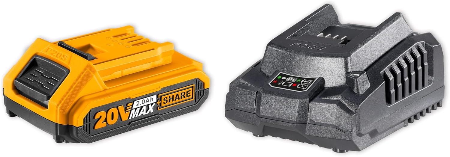 INGCO 2.0Ah Battery and Charger Compatible with All INGCO 20V Lithium ...
