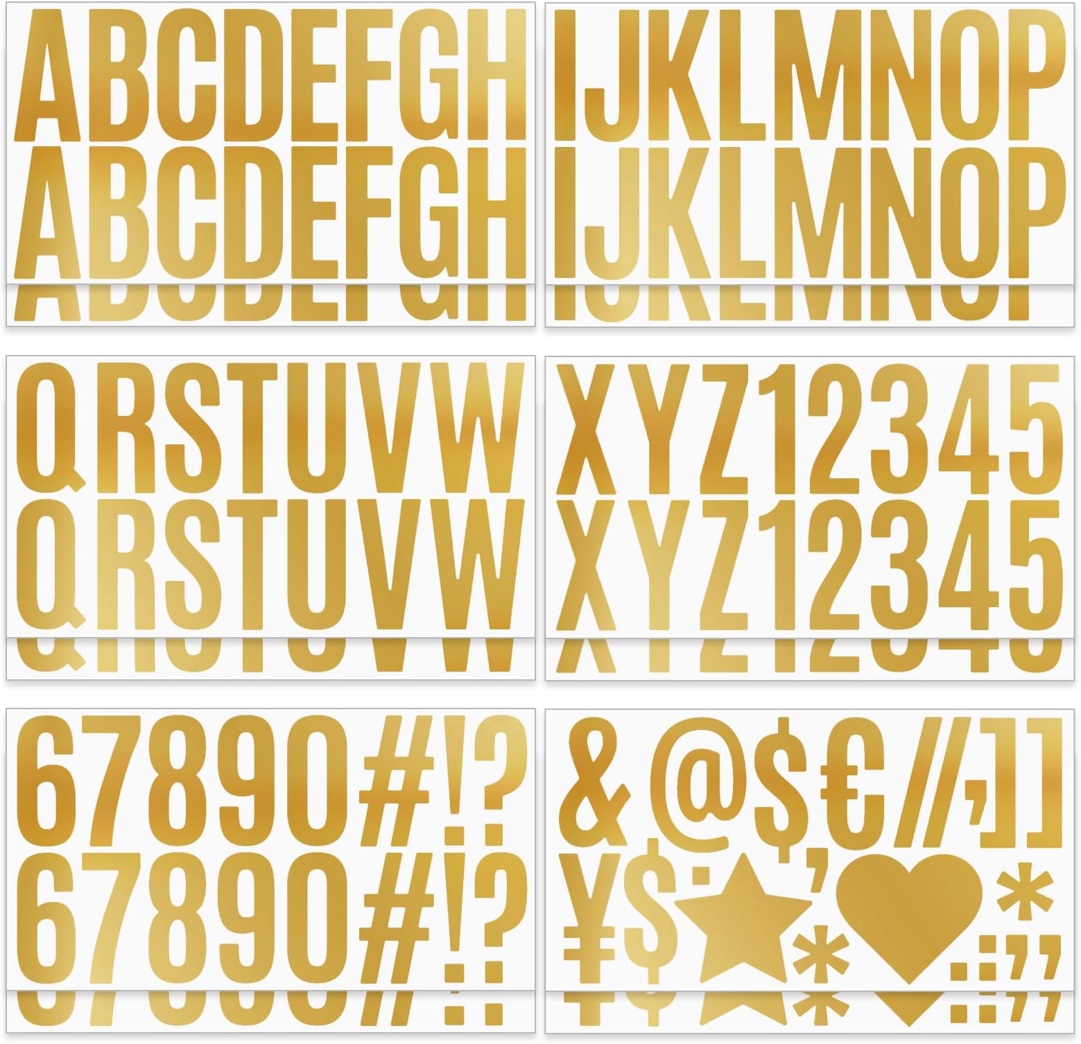 Amazon.com: 12 Sheets 2.5 inch Letter Number Stickers, Gold Vinyl ...