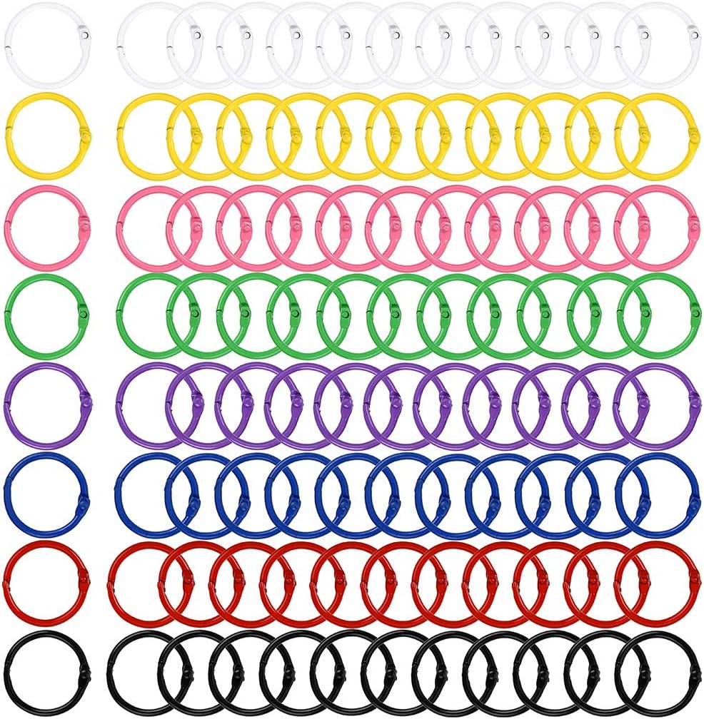 BSTKEY 96 Pieces 30mm Metal Book Binder Rings - 8 Colors Colorful Loose ...