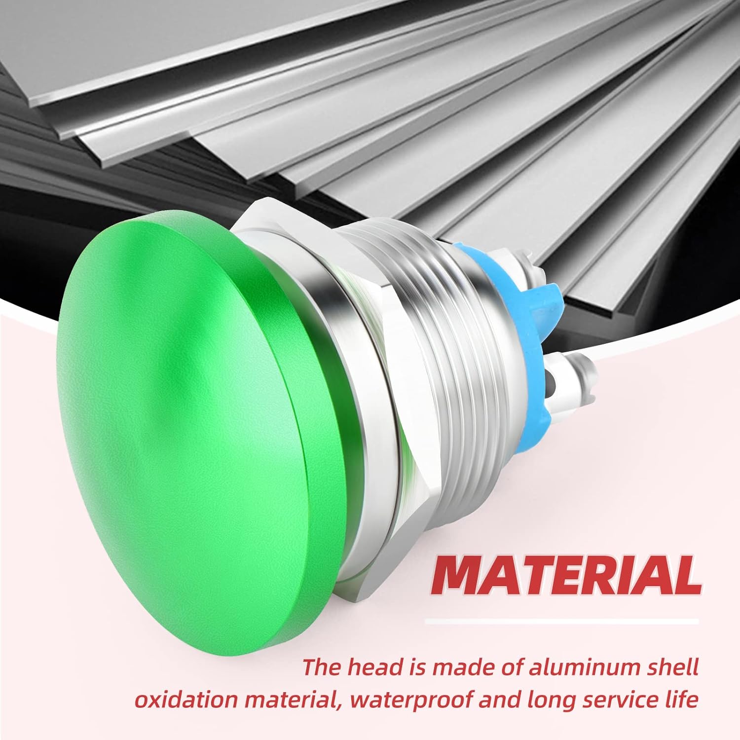 Buy QCQIANG 4pcs 16mm Waterproof Momentary Green Mushroom Head Push ...