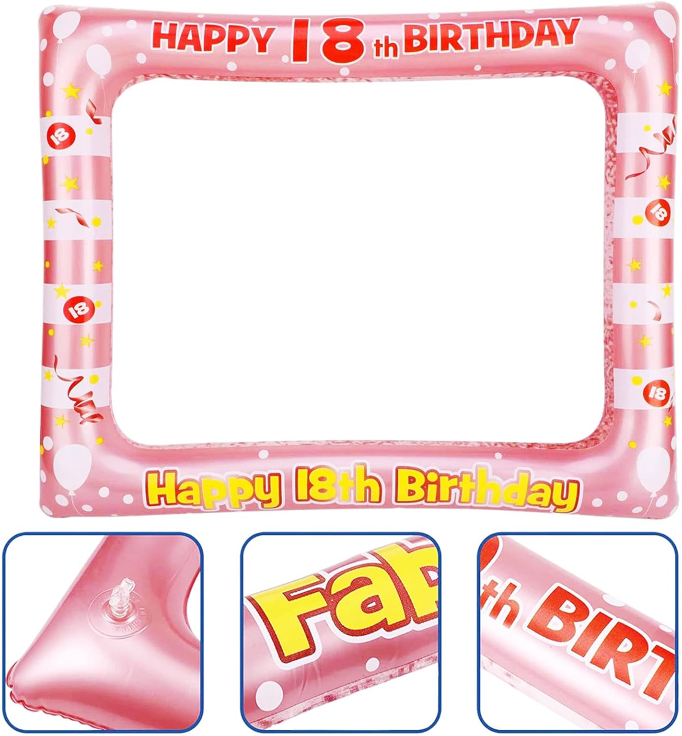 18th Birthday Photo Booth Frame, Gold Rose Birthday Selfie Frame with ...
