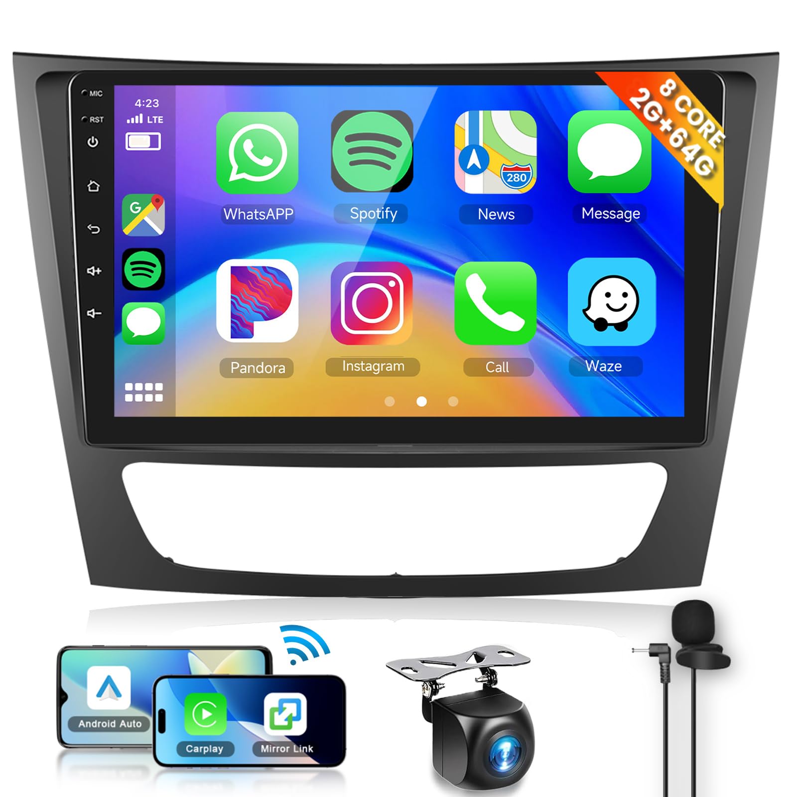 Amazon.com: 8Core 2+64G Car Stereo for Mercedes Benz E Class W211 E200 ...
