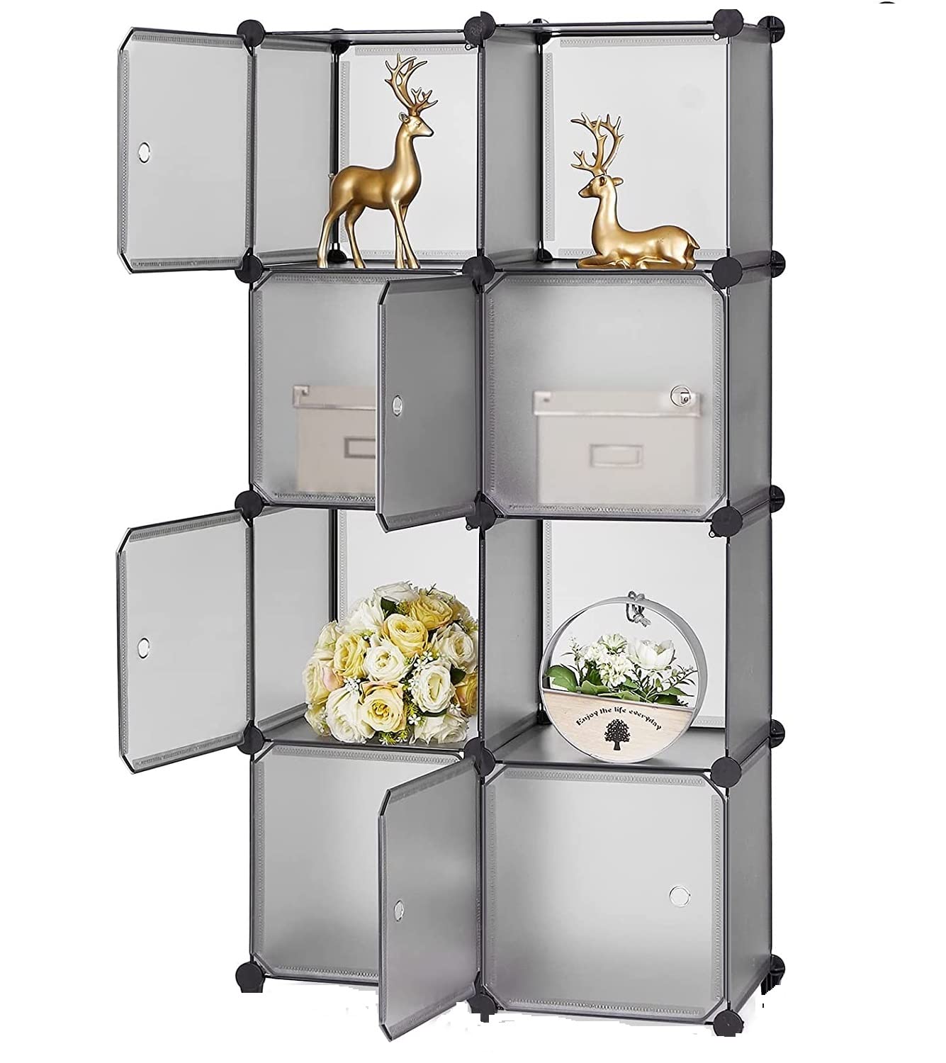 KRISHYAM Cube Storage Organizer - 8-Cube DIY Plastic Closet Cabinet ...