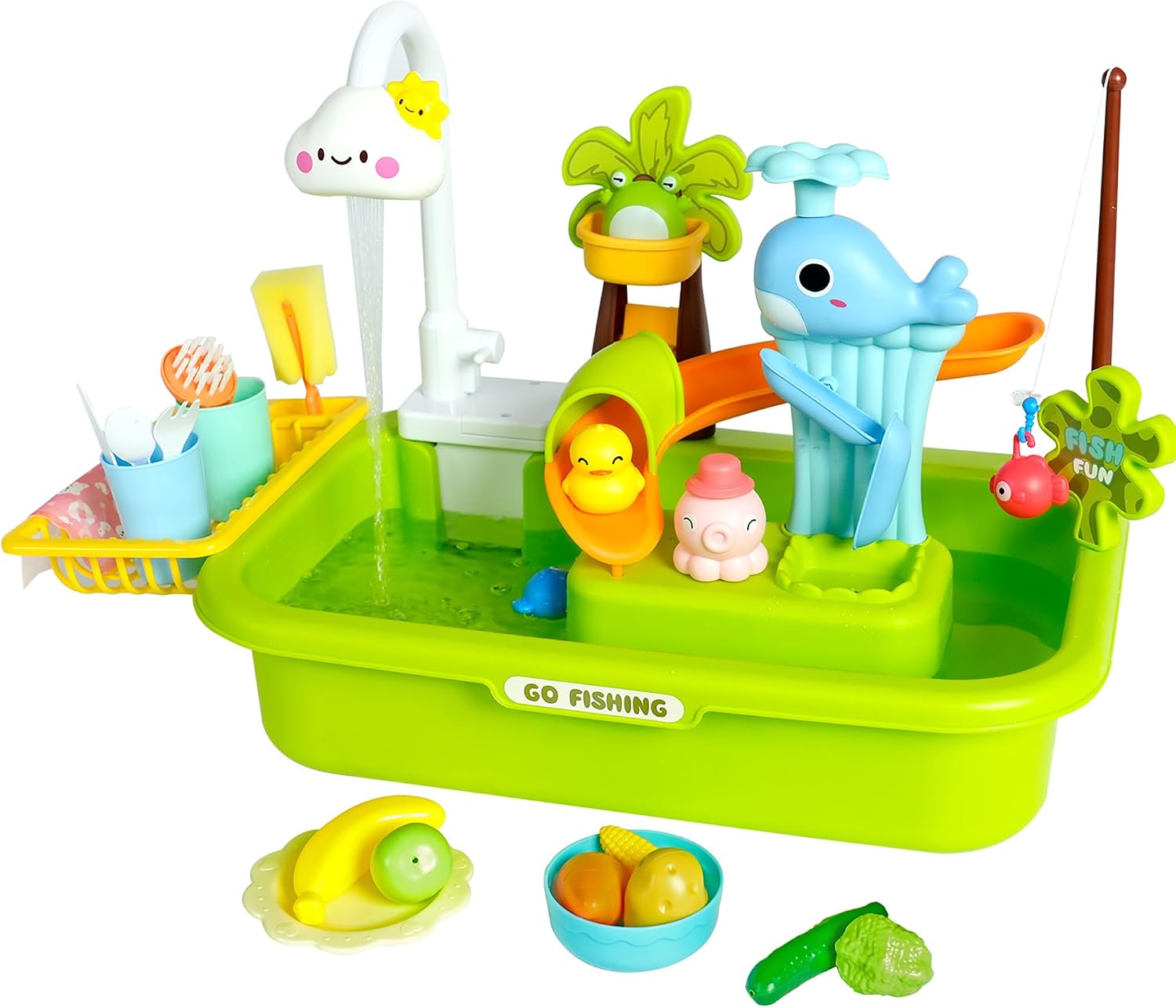 Amazon.com: Easy Playhouse: 4-in-1 Play Sink - Running Water Electric ...