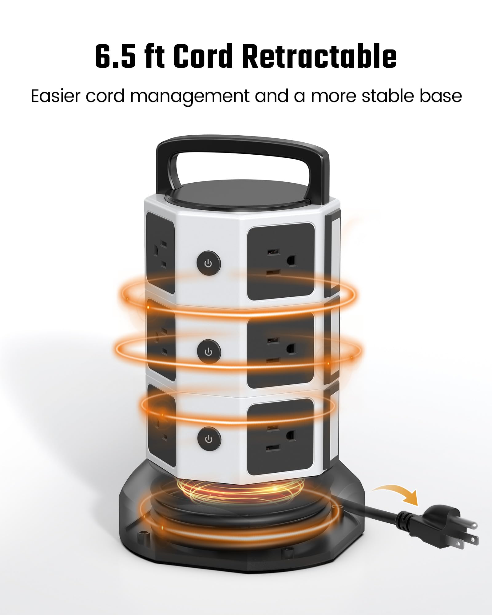 Snapklik.com : Power Strip Tower Surge Protector, JACKYLED 1625W 13A ...