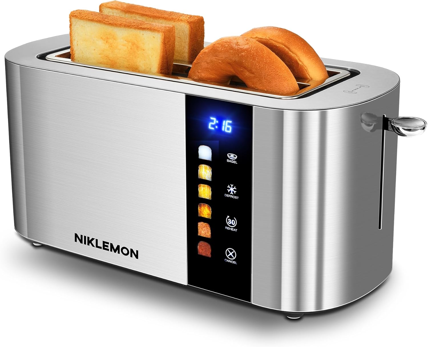 Amazon.com: 4 Slice Toaster, NIKLEMON Full Stainless Steel Toaster with ...