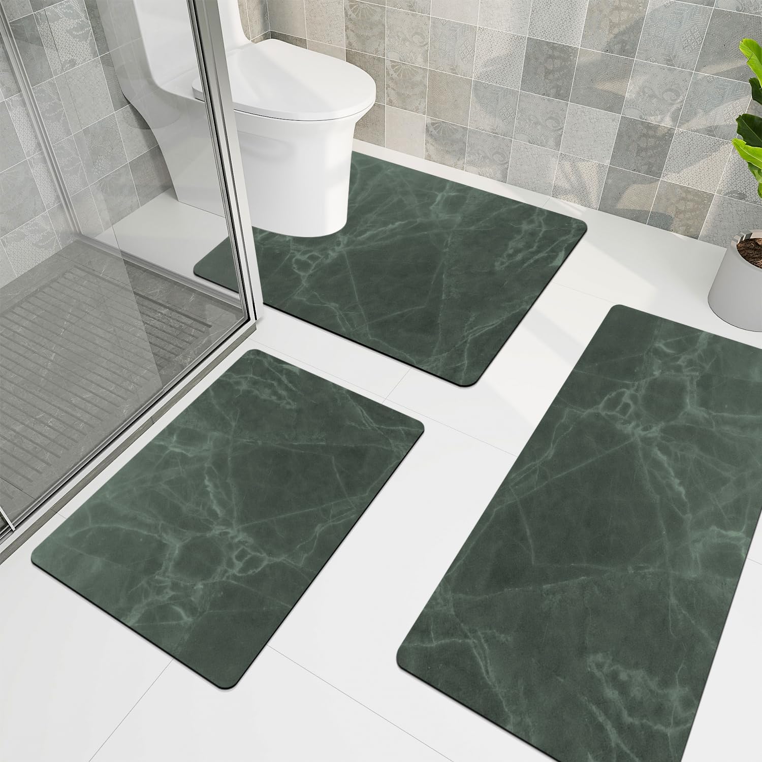 Amazon.com: Chakme Thin Bath Mat Sets, Rubber Bath Rugs - 3 Piece Non ...