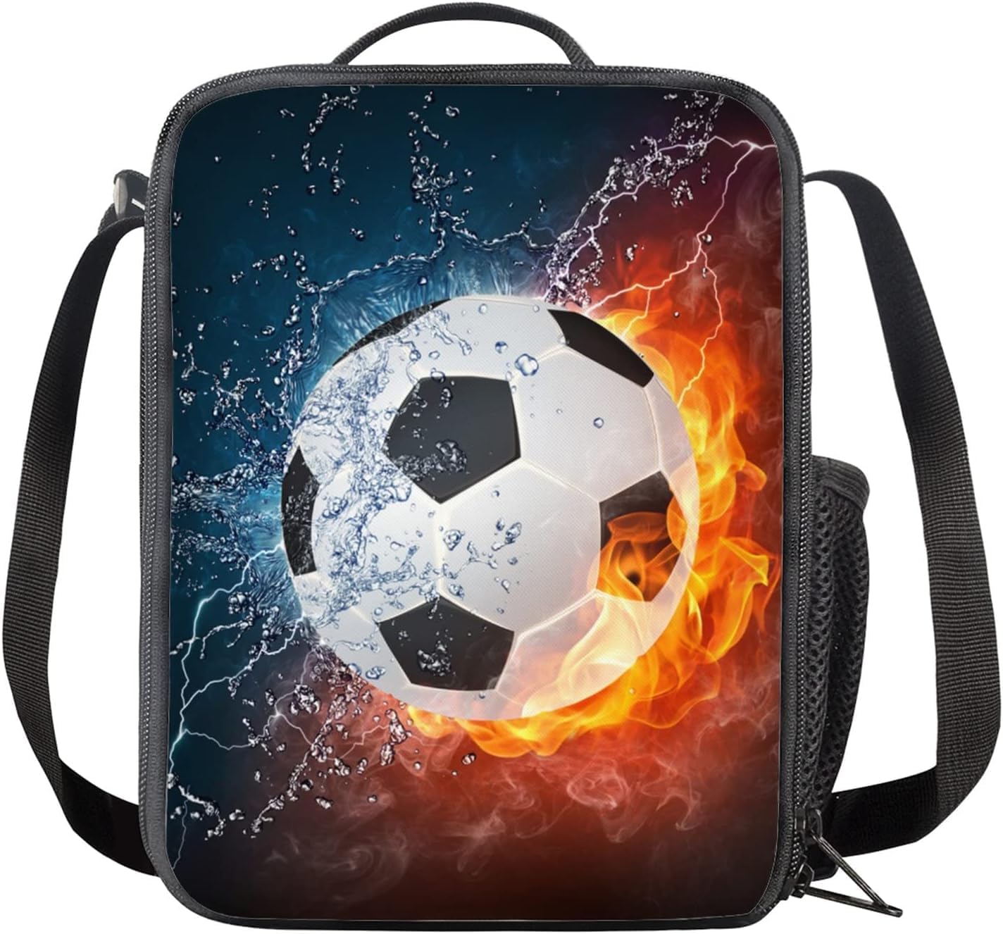 voodii 3D Fire Soccer Lunch Bag for Kids Boys, Football Printed Meal ...