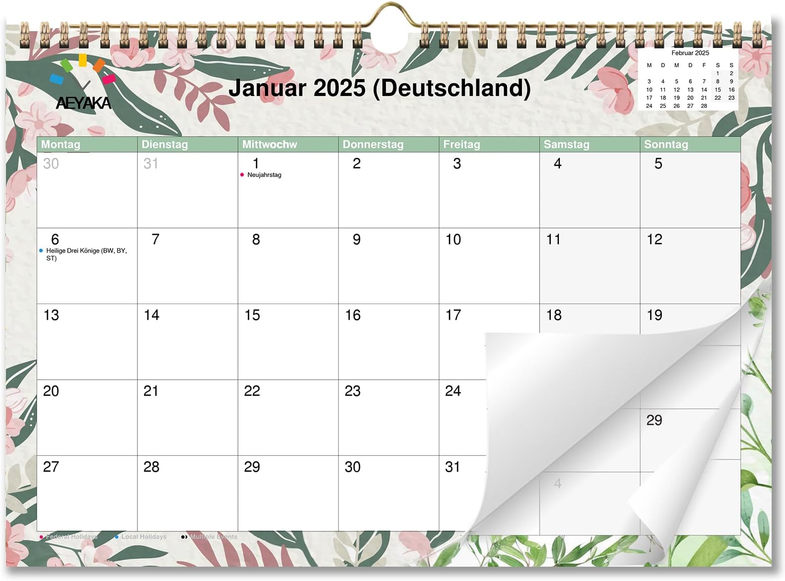 Benjia Kalender Wandkalender 2025-2026 Schuljahr A4, Jan 2025 bis Juli ...