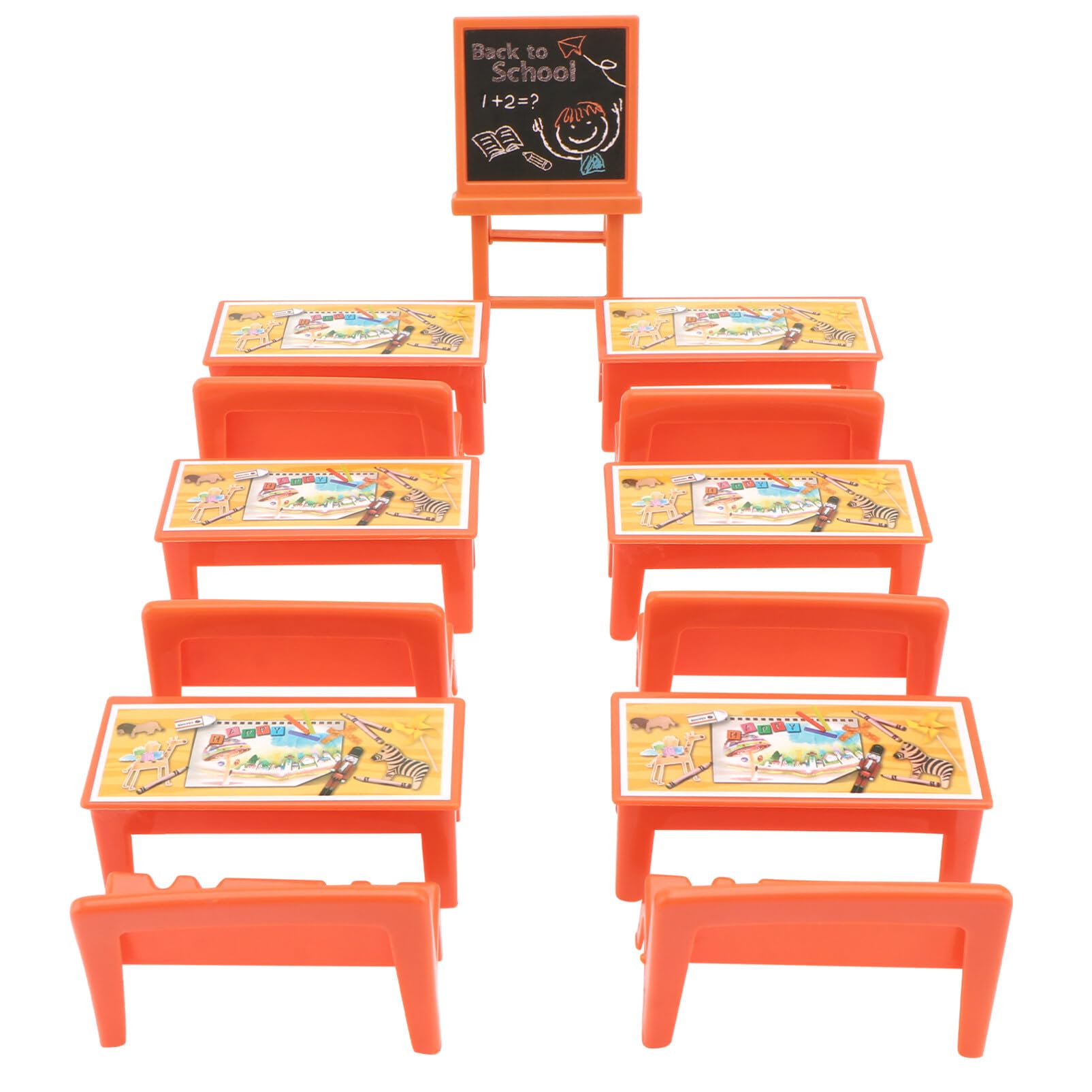 Amazon.com: NUOBESTY 13pcs Yellow Table and Chairs Blackboard Model ...