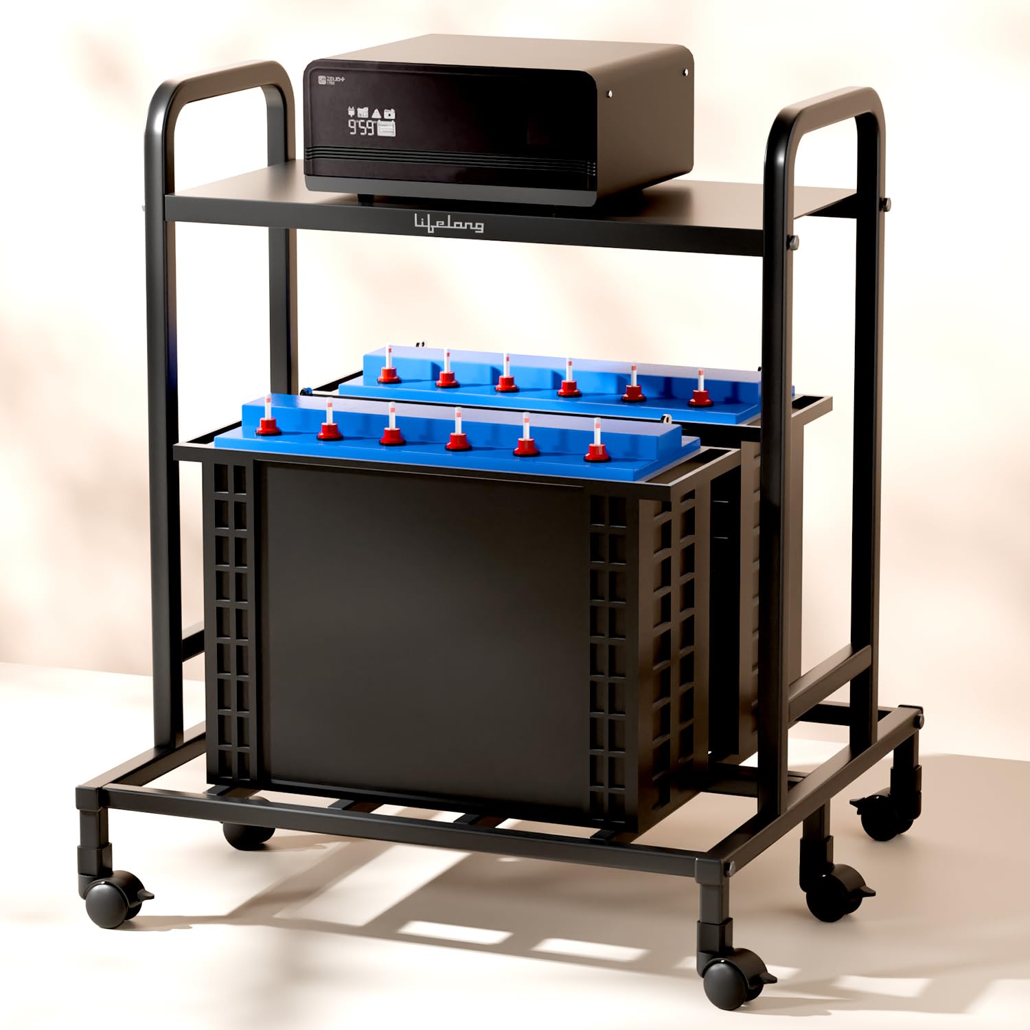 Lifelong Double Battery Inverter Trolley Stand for Home & Office ...