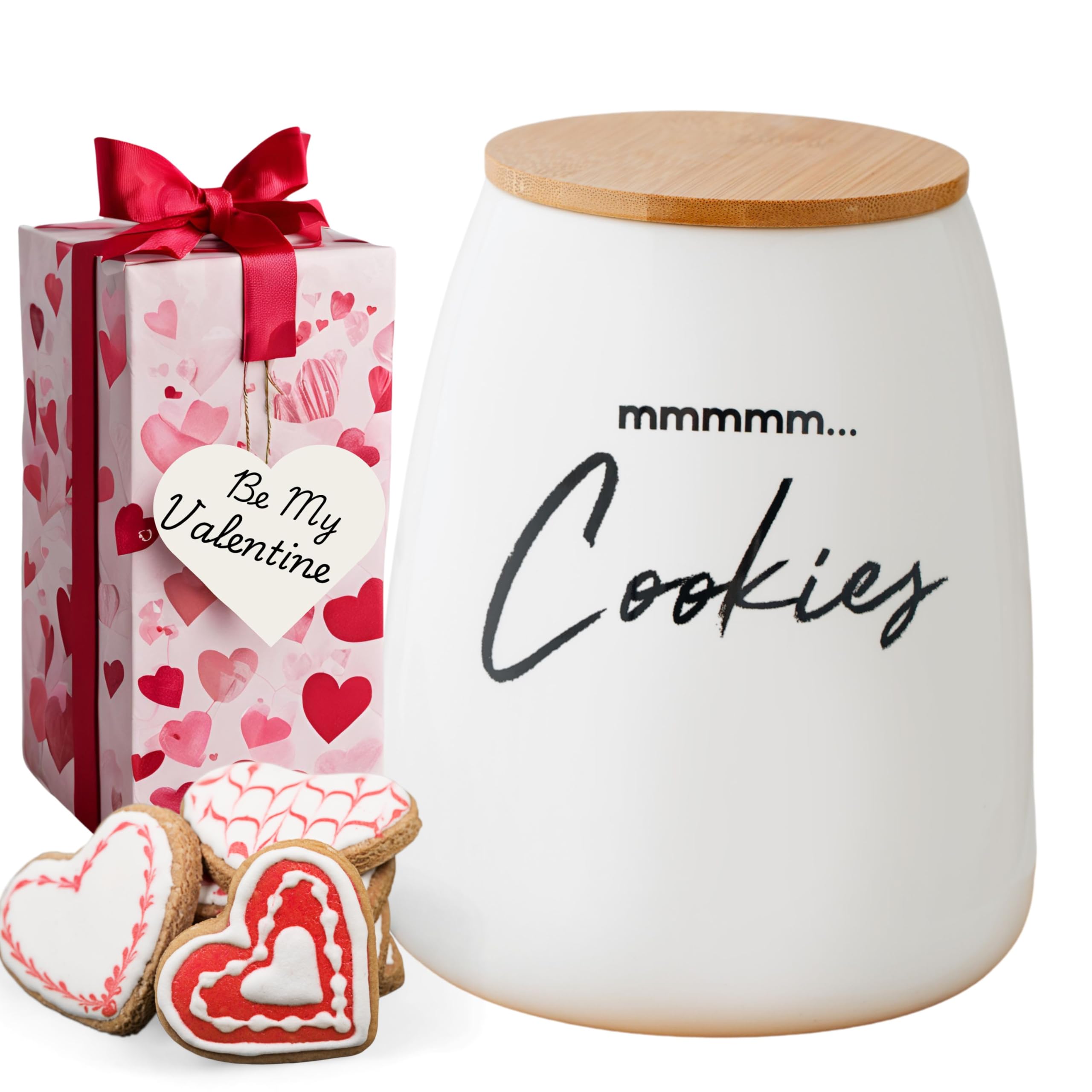 Amazon.com: FIFTH FORK Ceramic Cookie Jar with Airtight Lid - Cute and ...