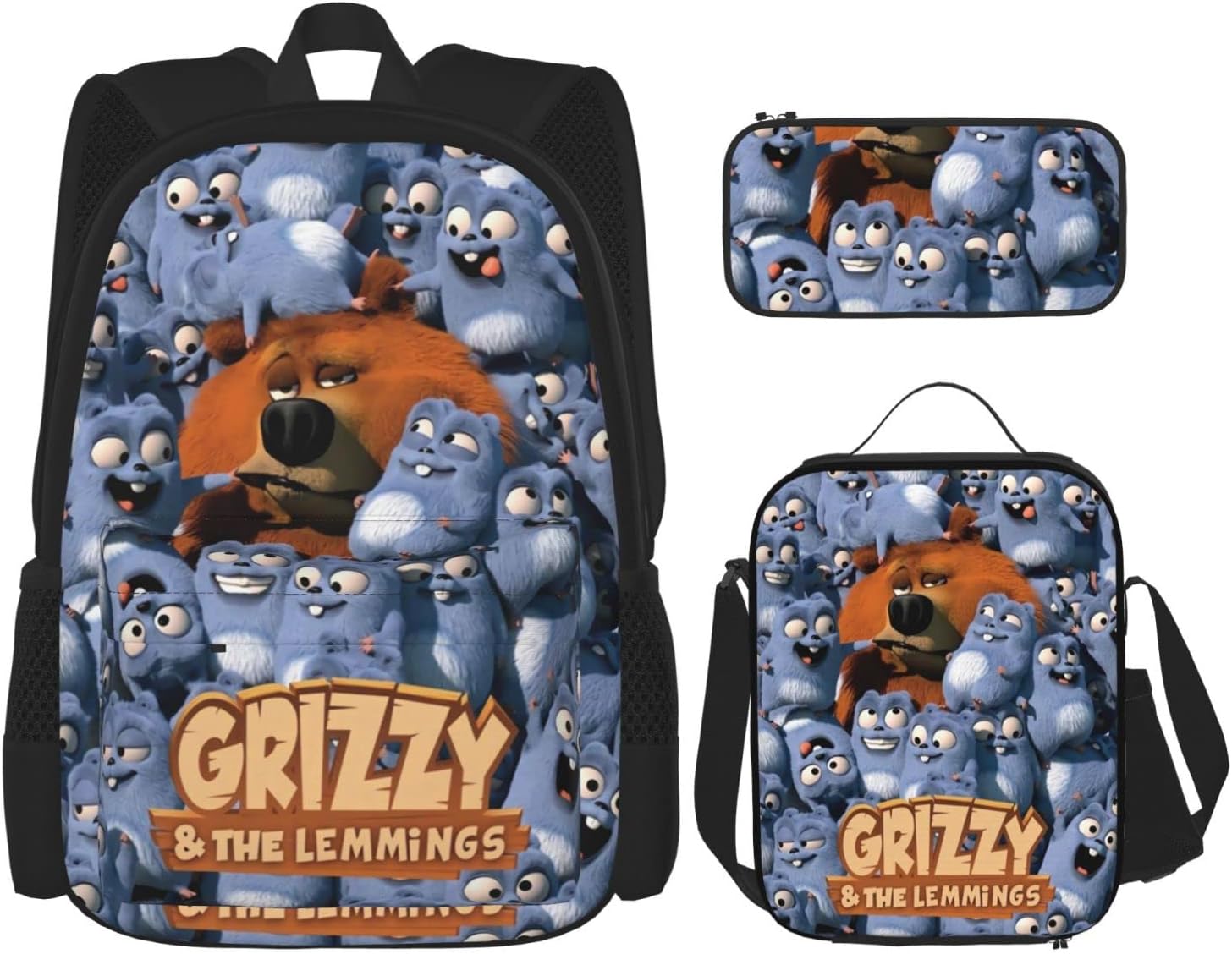 Amazon.com: ORPJXIO Backpack 3 Piece Set Grizzy and Anime The Lemmings ...