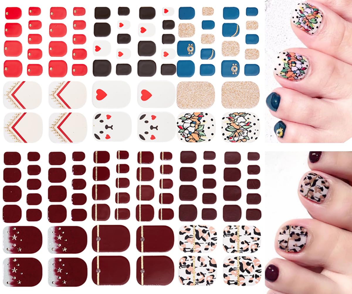Amazon.com: NAILDOKI Nail Stickers 6 Sheets x 22 Pieces Full Wraps Nail ...