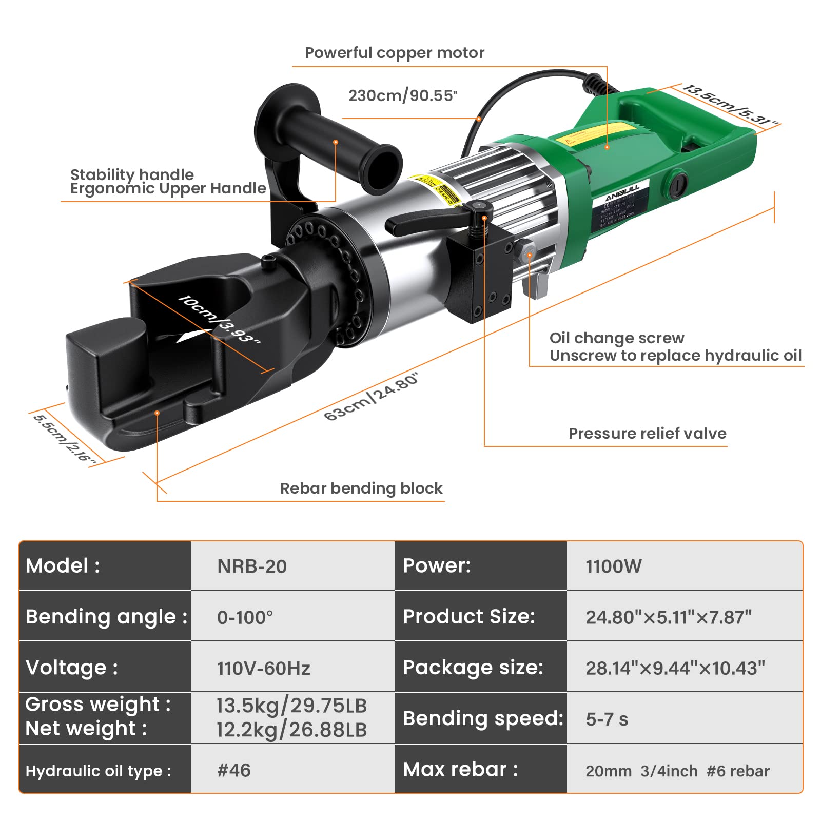 Snapklik.com : 1100W Electric Rebar Bender,Hydraulic Rebar Bending ...